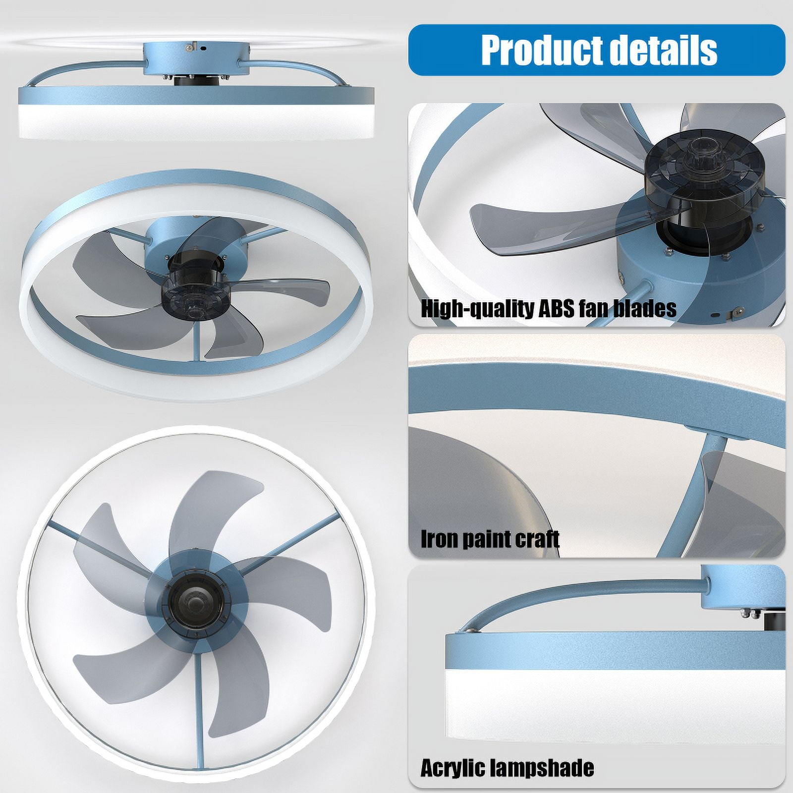 Ceiling Fans with Lights Dimmable LED Embedded installation of thin ...