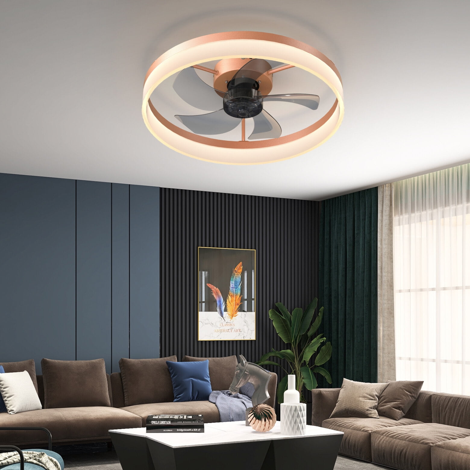 Ceiling Fans with Lights Dimmable Led Embedded, Thin Modern Ceiling ...