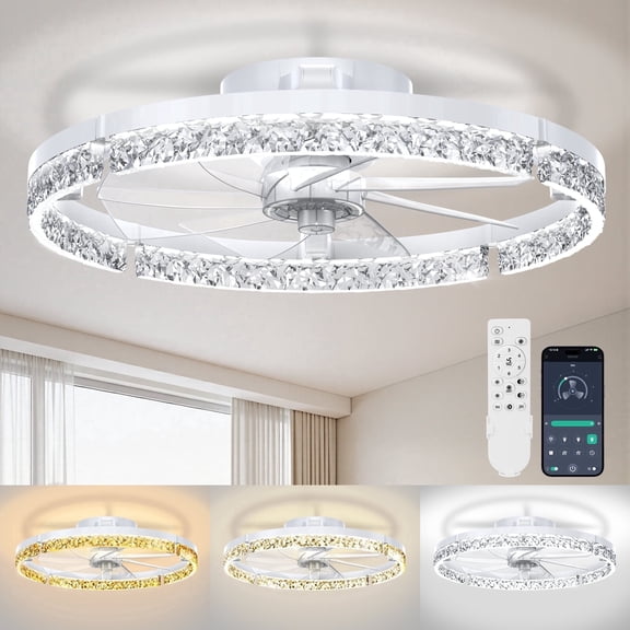 Foldable Ceiling Fans with Lights and Remote, 20'' Low Profile Ceiling ...