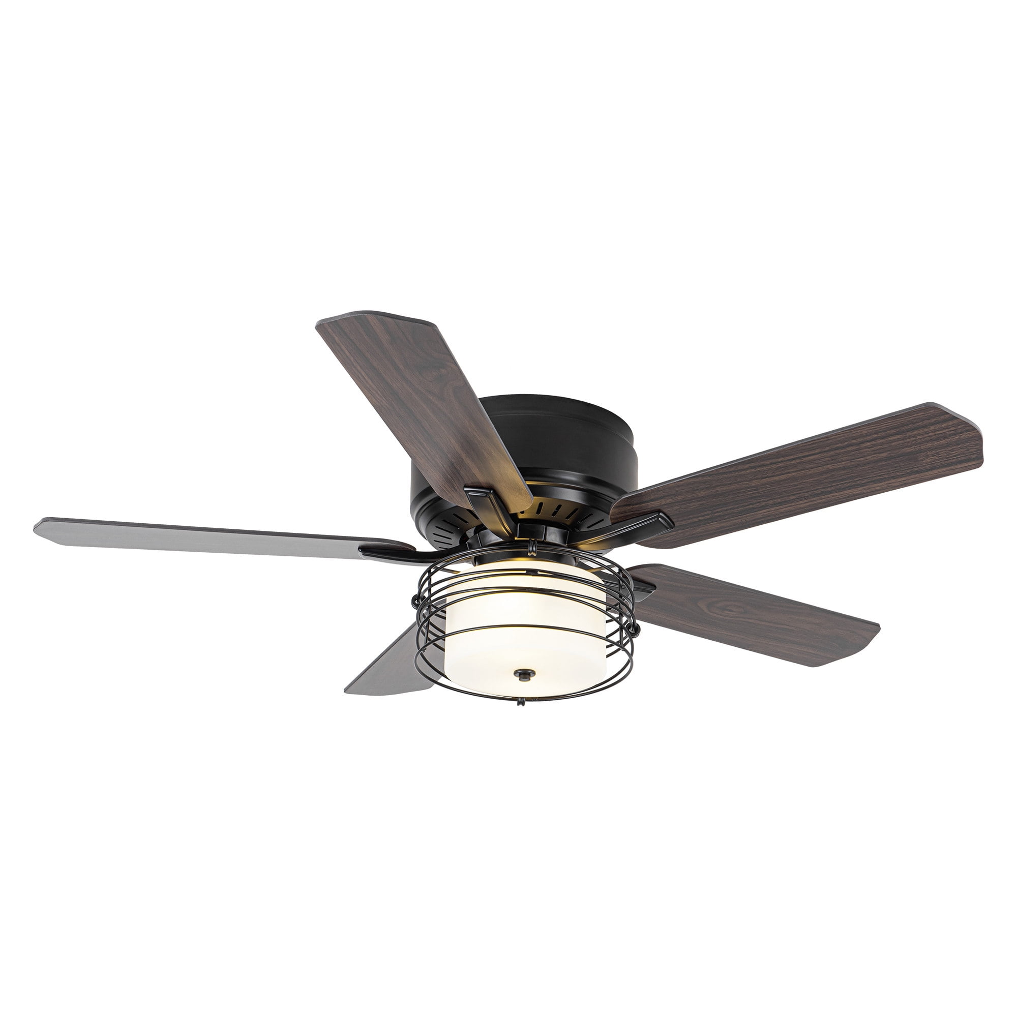 Ceiling Fans with Lights and Remote,48 Inch Flush Mount Black Ceiling ...
