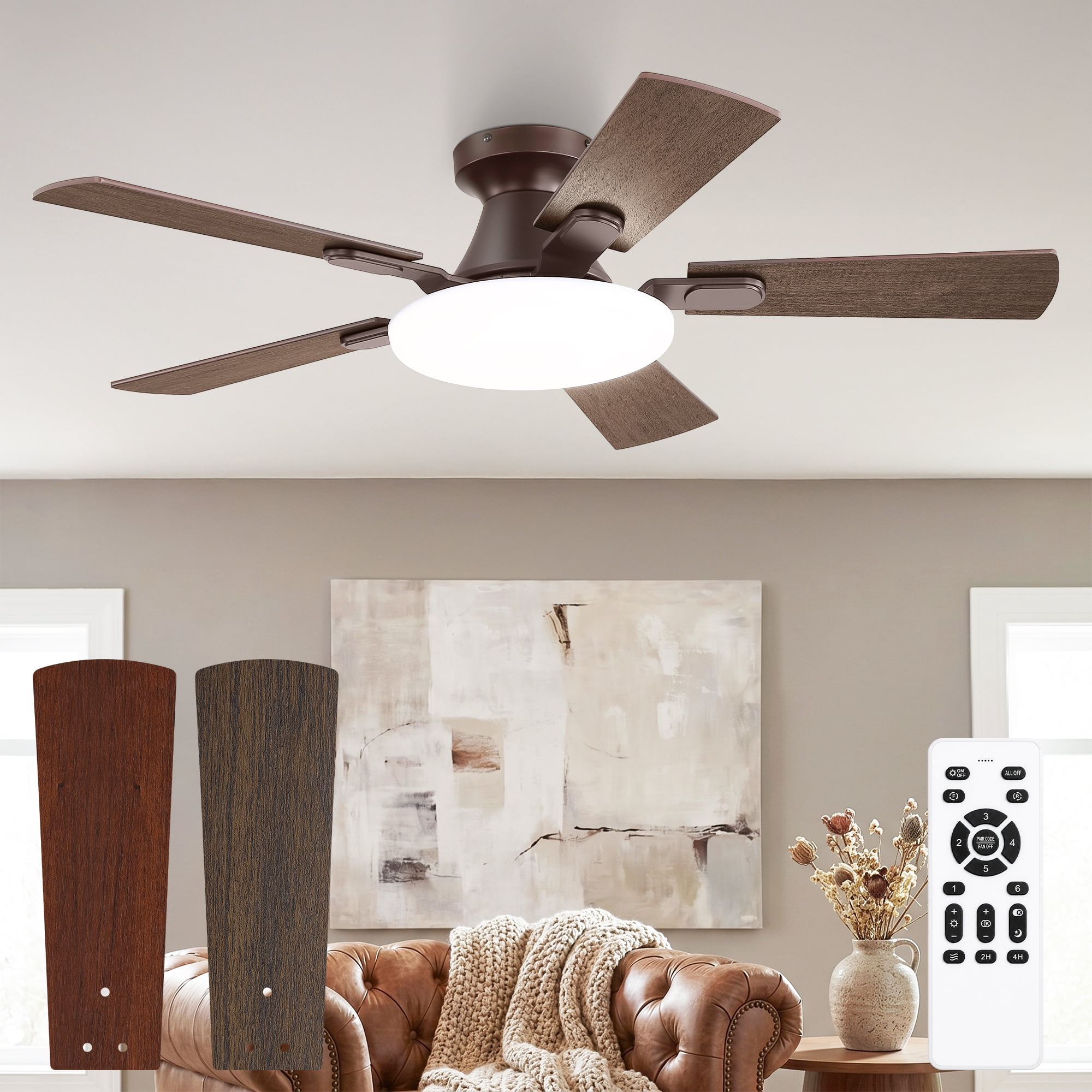 Lokivas 42in Modern Ceiling Fans with Lights and Remote, Low Profile ...