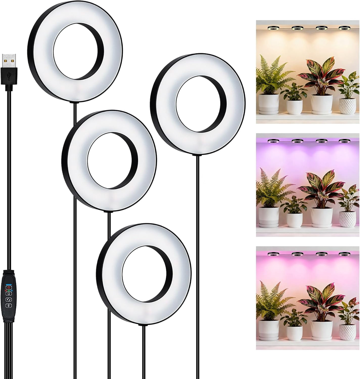 Ceiling Grow Lights for Indoor Plants, with 3/9/12H Auto Timer Switch ...