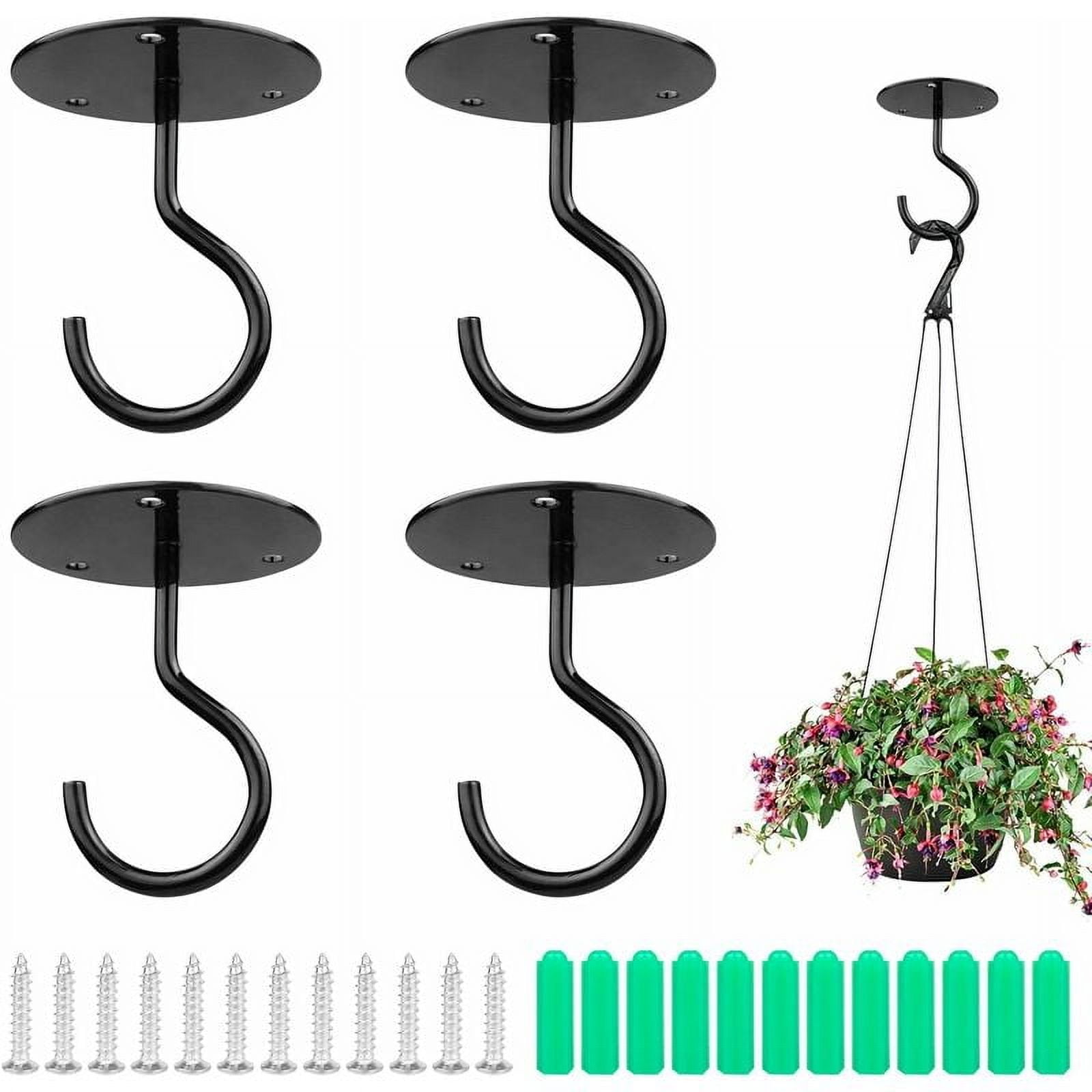 Ceiling Hook 4 Pieces Metal Wall Plant Hook Swag Ceiling Hangers with ...