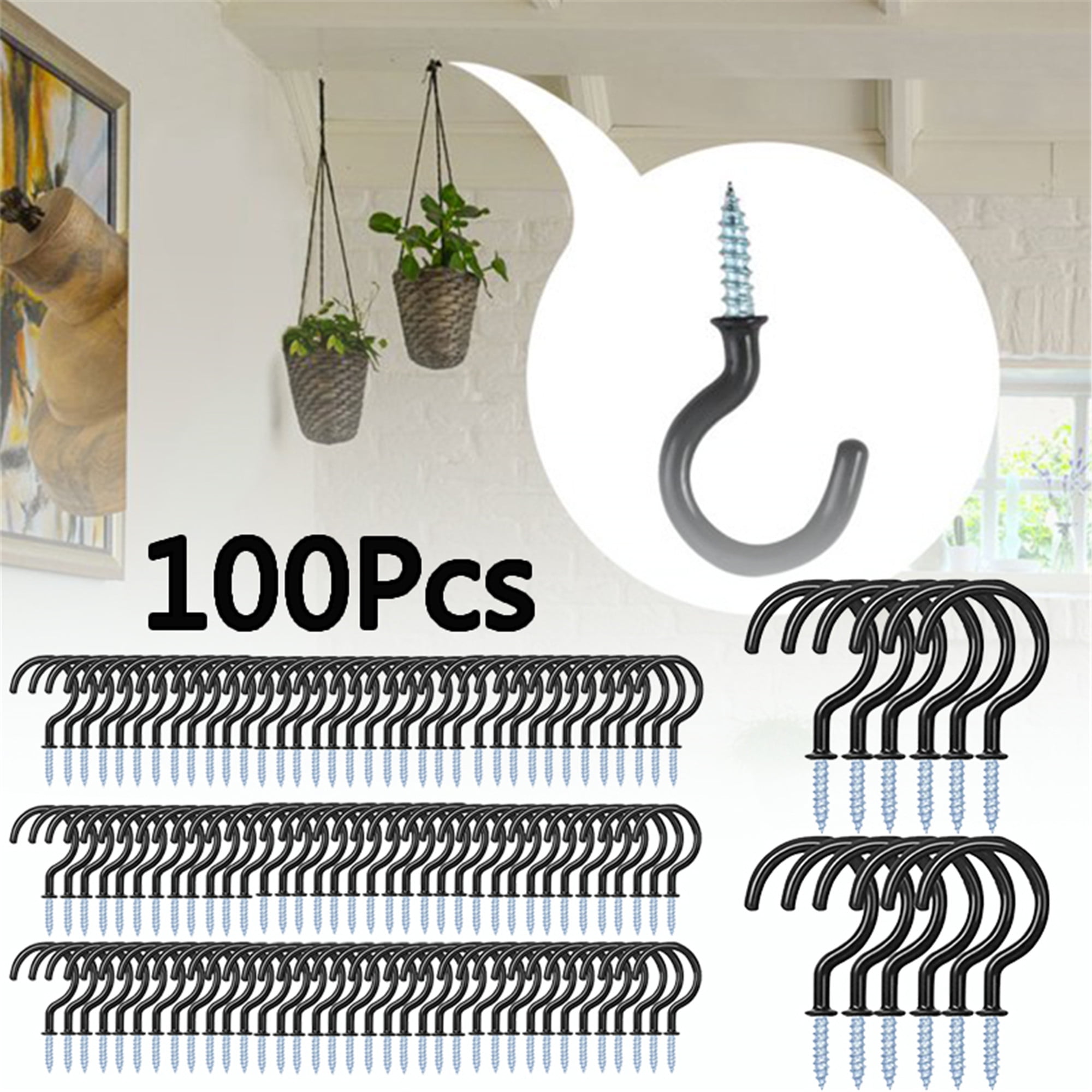 Ceiling Hooks, Elbourn 100Pcs Ceiling Hooks for Hanging Plants, Heavy ...