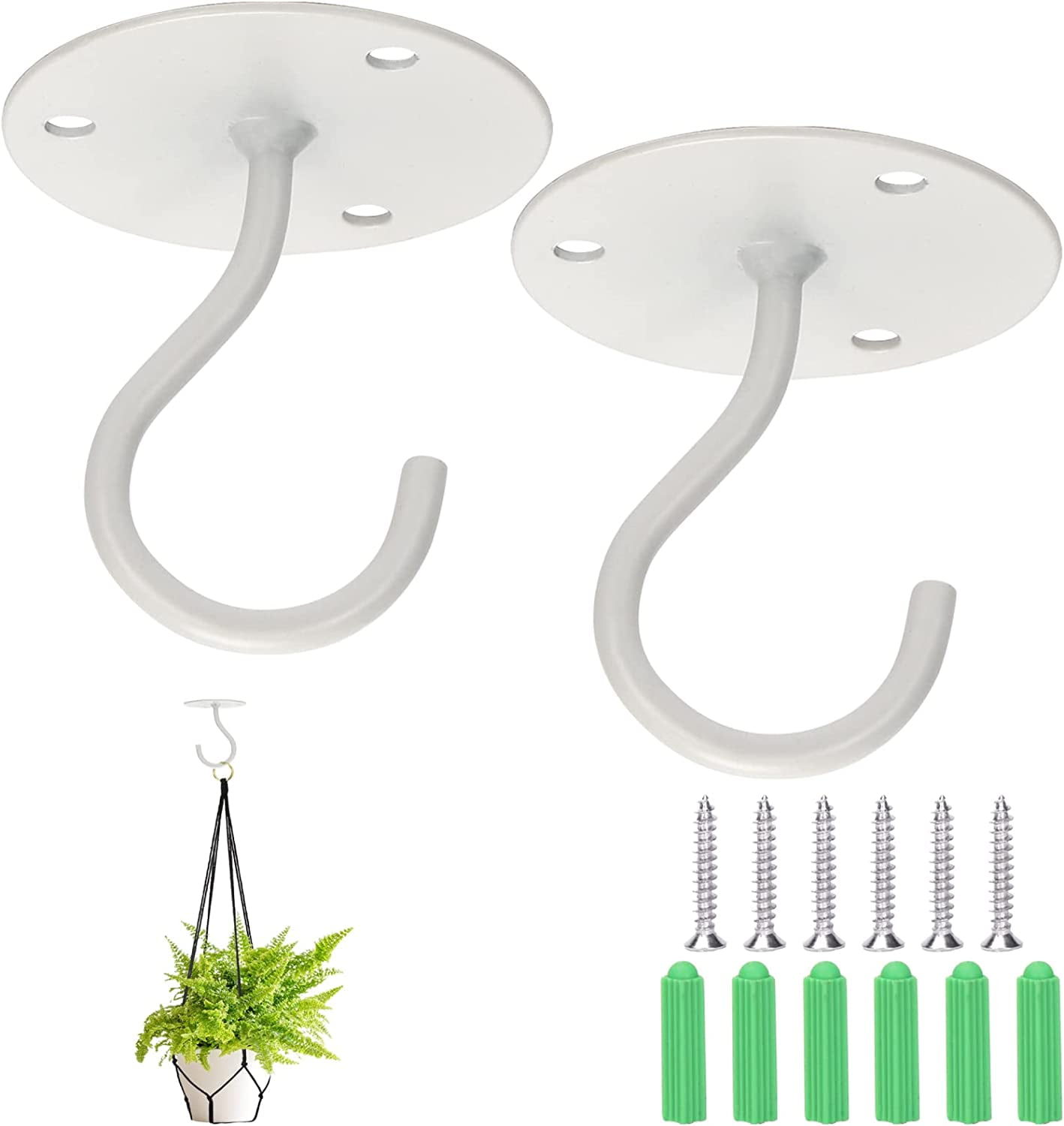 2-Pack Heavy Duty Ceiling Hooks for Plants, Bird Feeders, Lanterns ...