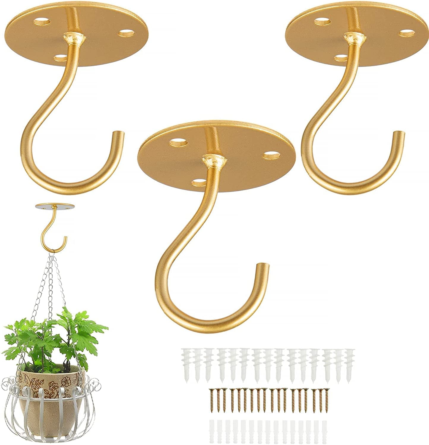 Ceiling Hooks for Hanging Plants-Metal Heavy Duty Wall Mounted Hangers ...