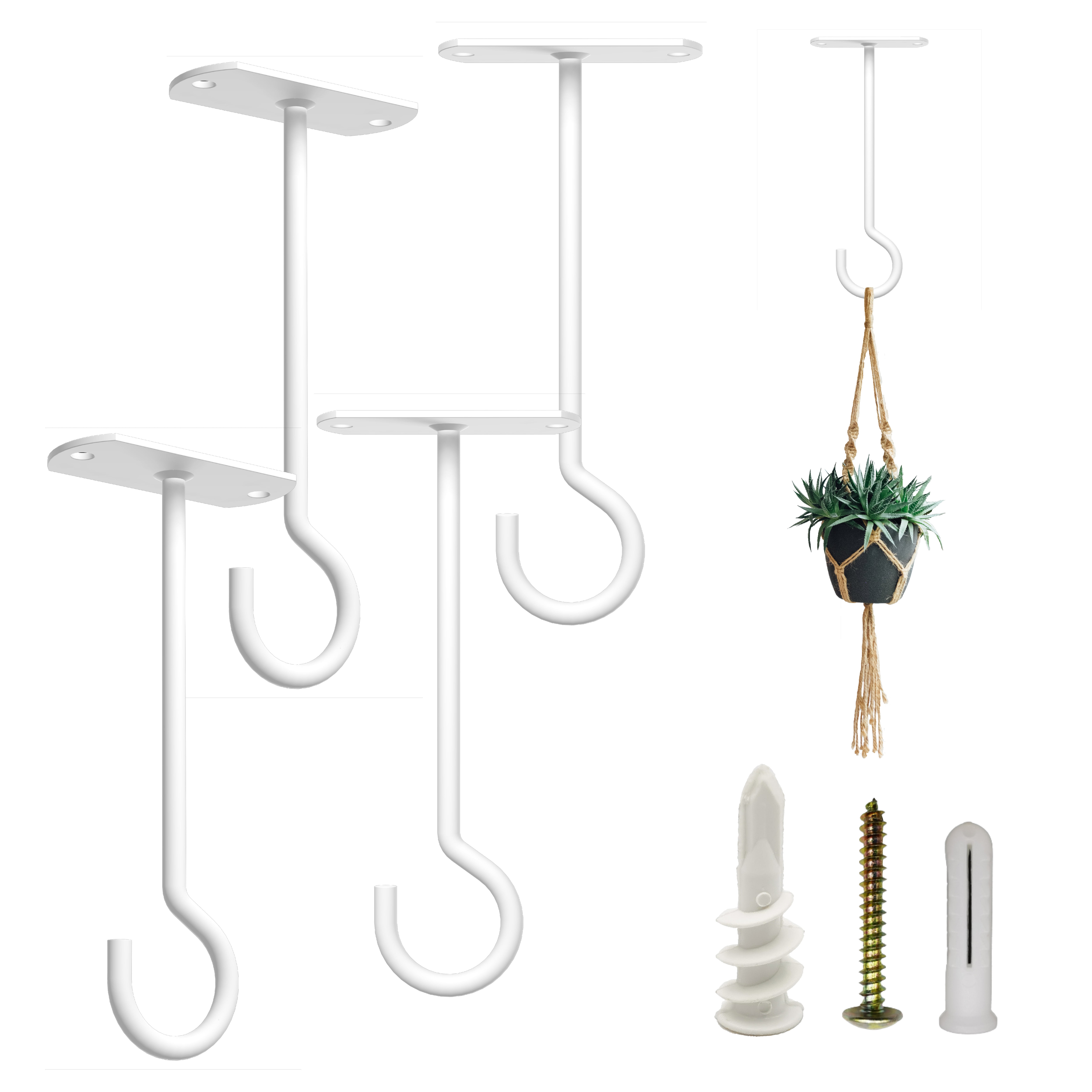 Ceiling Hooks for Hanging Plants - Square Wall Mount Plant Hanger ...
