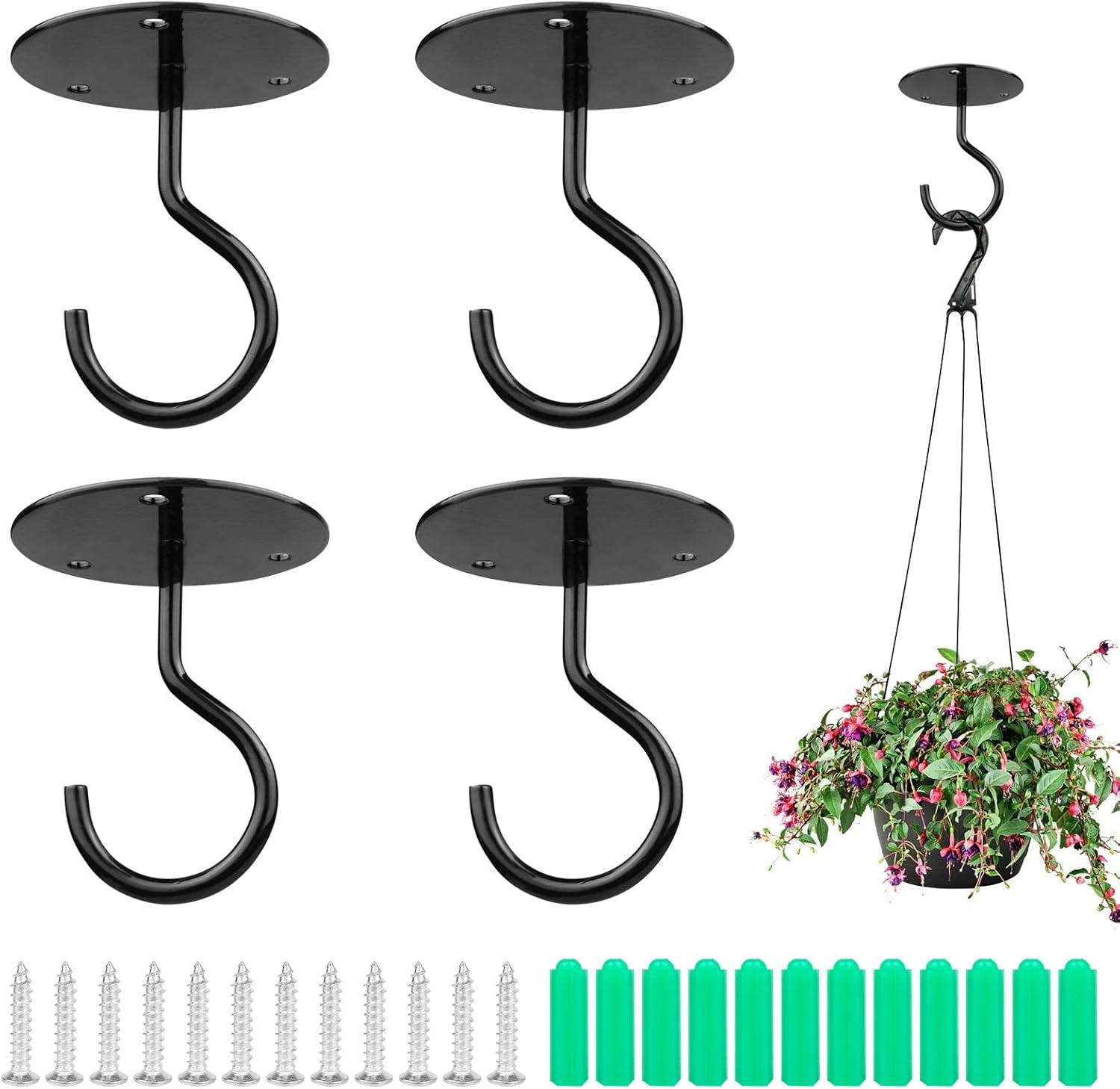 Ceiling Hooks for Hanging Plants, Heavy Duty Metal Plant Hooks for ...