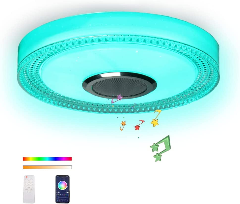 Ceiling Light with Bluetooth Speaker, 3000K-6500K 2100LM RGB Colors ...