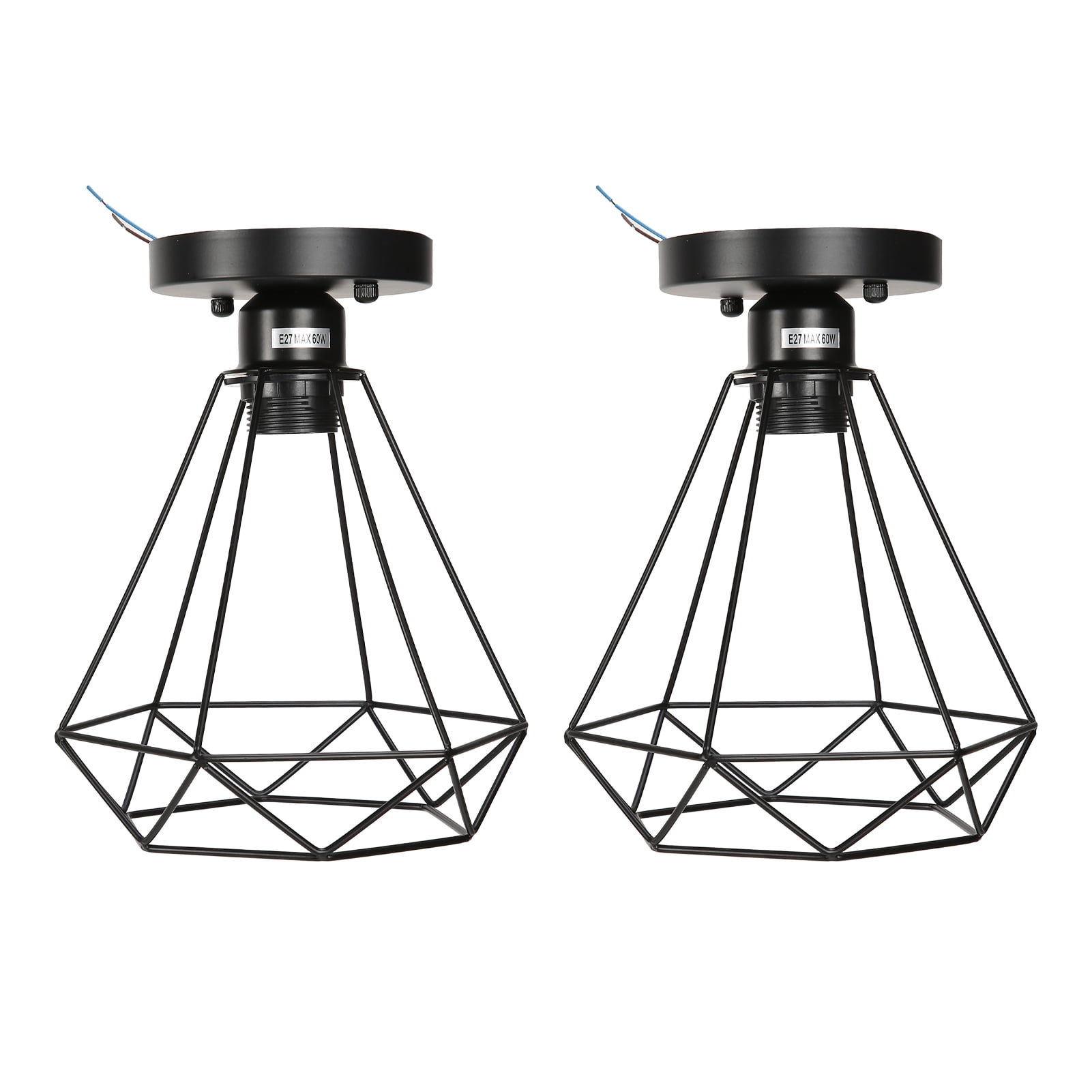 Ceiling Light Cage Guard Cover with Lamp Holder Base Vintage Industrial ...