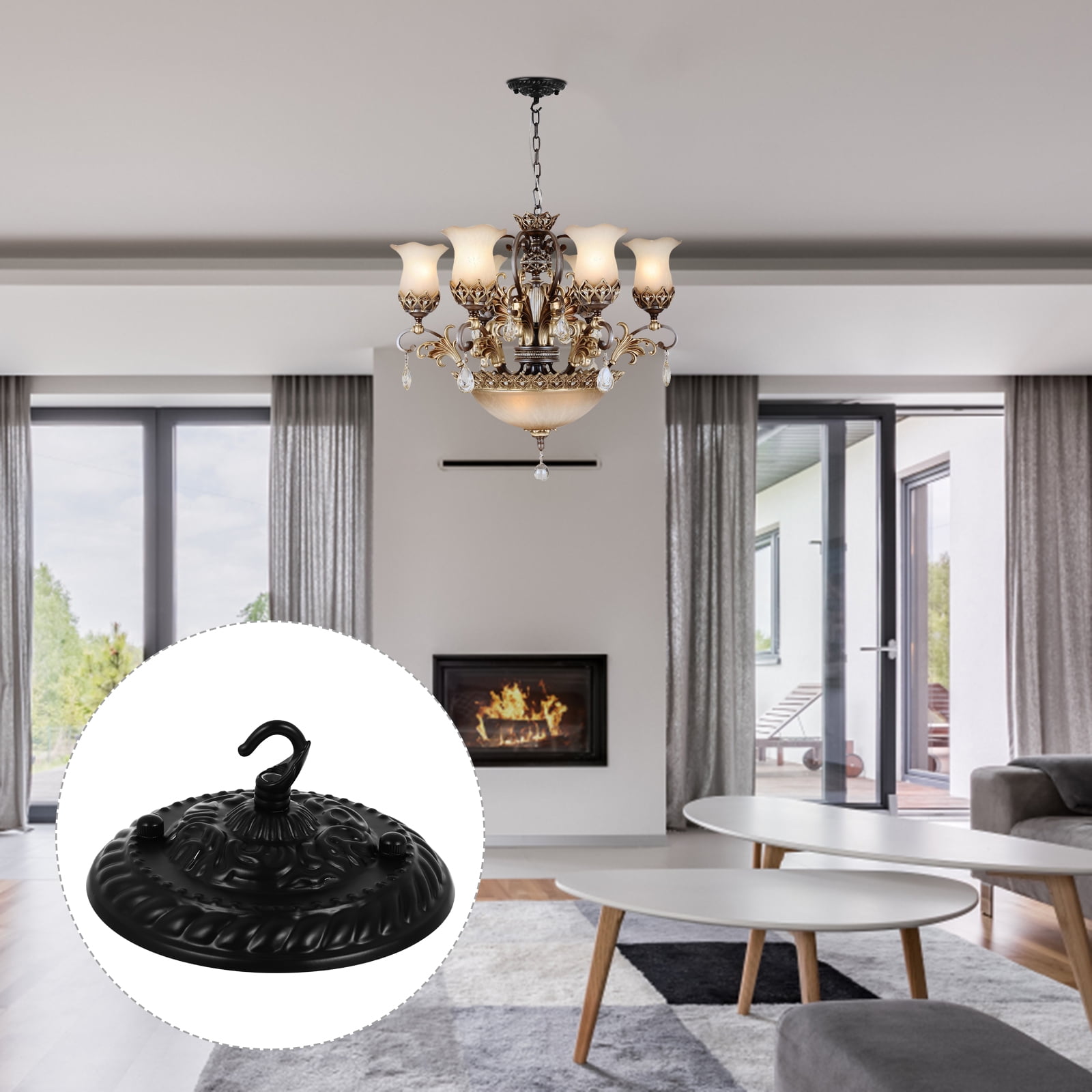 TINKSKY Retro Ceiling Light Canopy Black 1Set 5.1X5.1X2.5In - Walmart.com