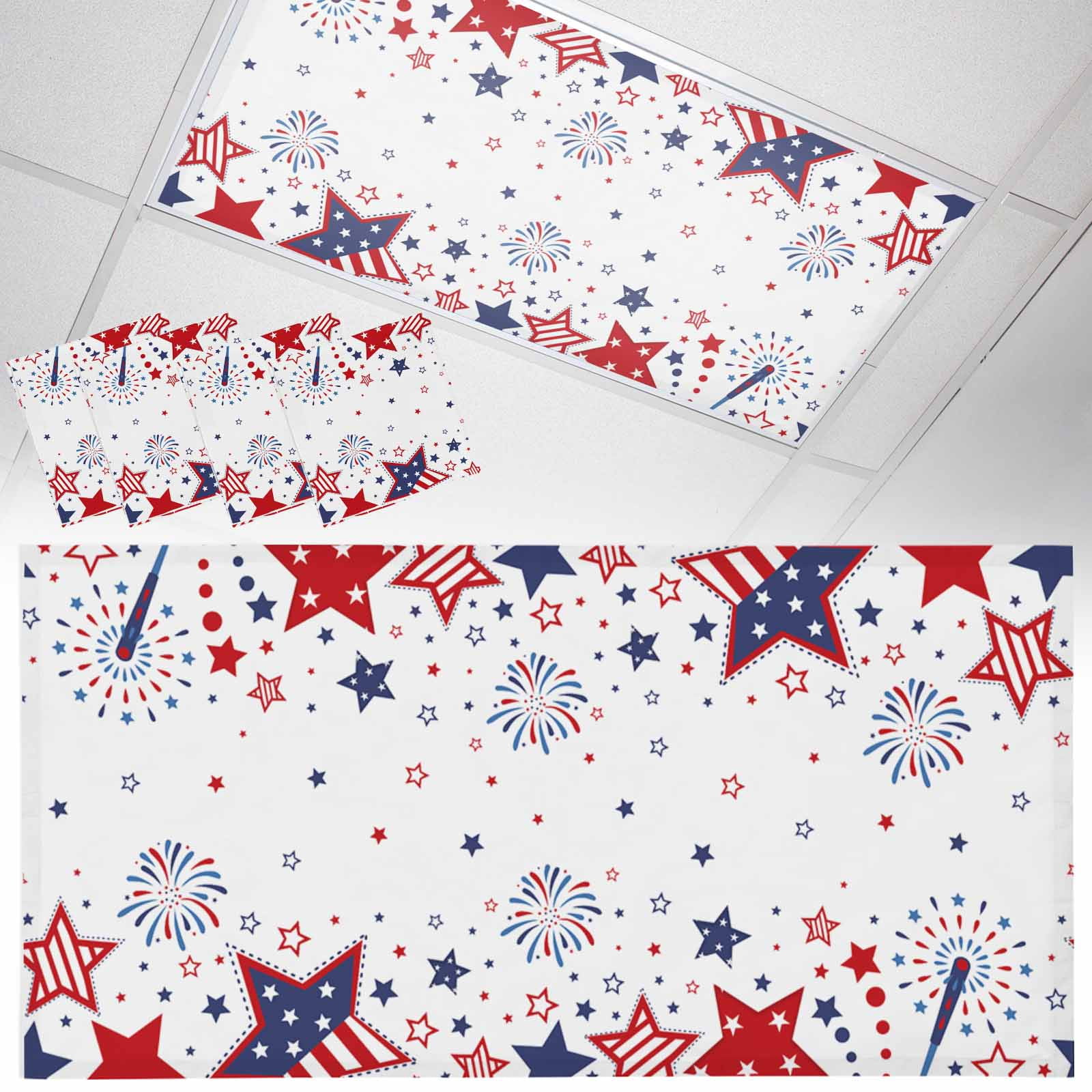 Ceiling Light Cover for Classroom, 4th of July Magnetic Fluorescent ...