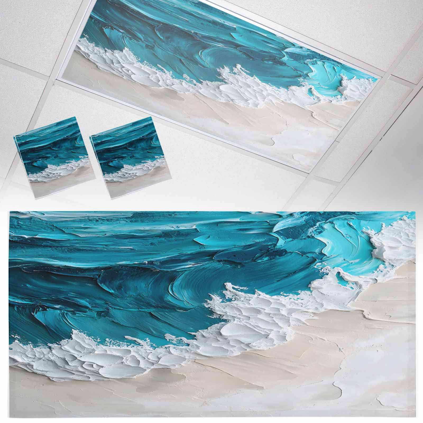 Ceiling Light Cover for Classroom, Abstract Beach Magnetic Fluorescent ...