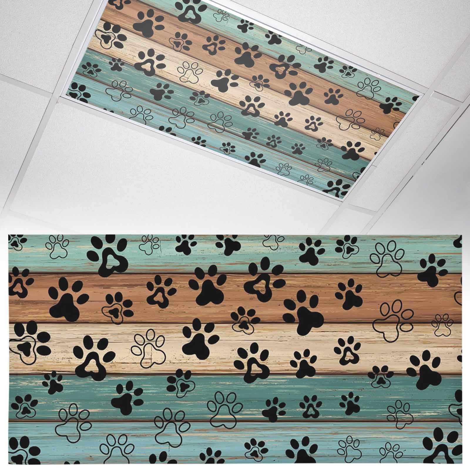 Ceiling Light Cover for Classroom, Black Dog Paw Print Magnetic ...