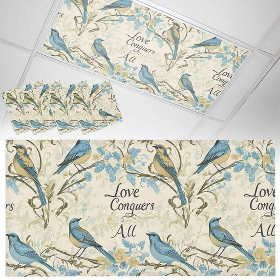 Ceiling Light Cover for Classroom, Blue Birds Yellow Flowers Magnetic ...