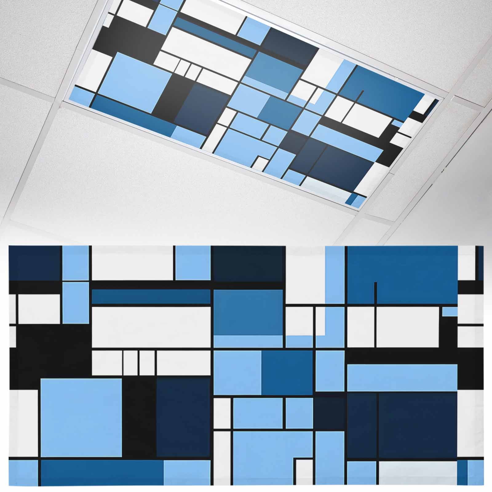 Ceiling Light Cover for Classroom, Blue Black Squares Magnetic ...