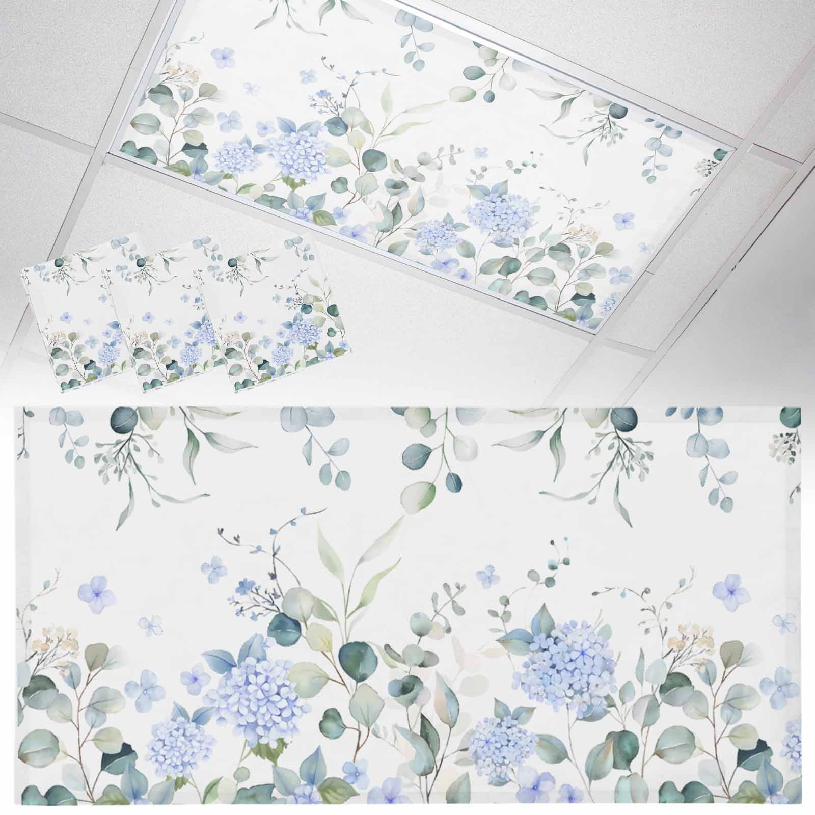 Ceiling Light Cover for Classroom, Blue Floral Hydrangeas Magnetic ...