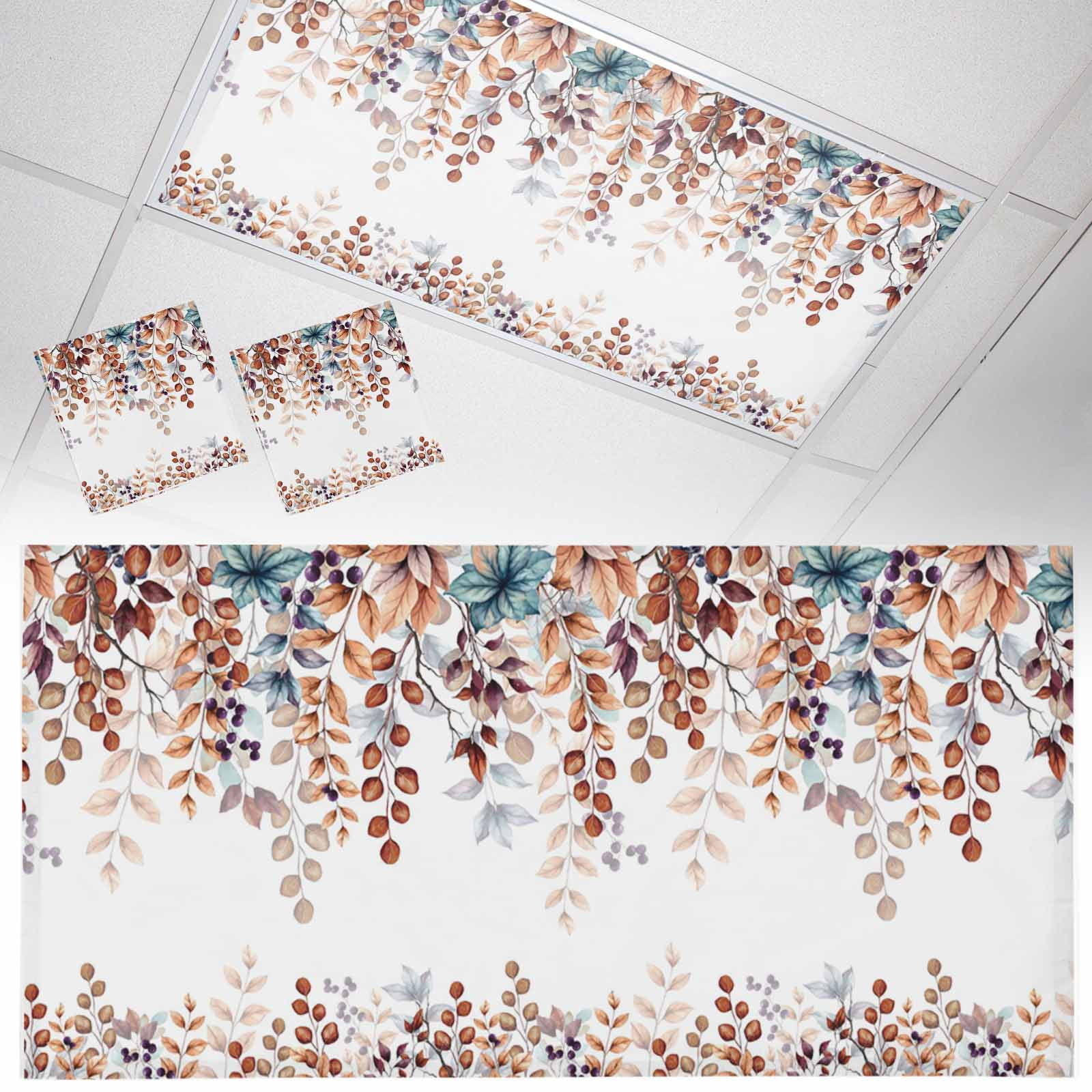 Ceiling Light Cover for Classroom, Brown Fall Eucalyptus Leaf Magnetic ...