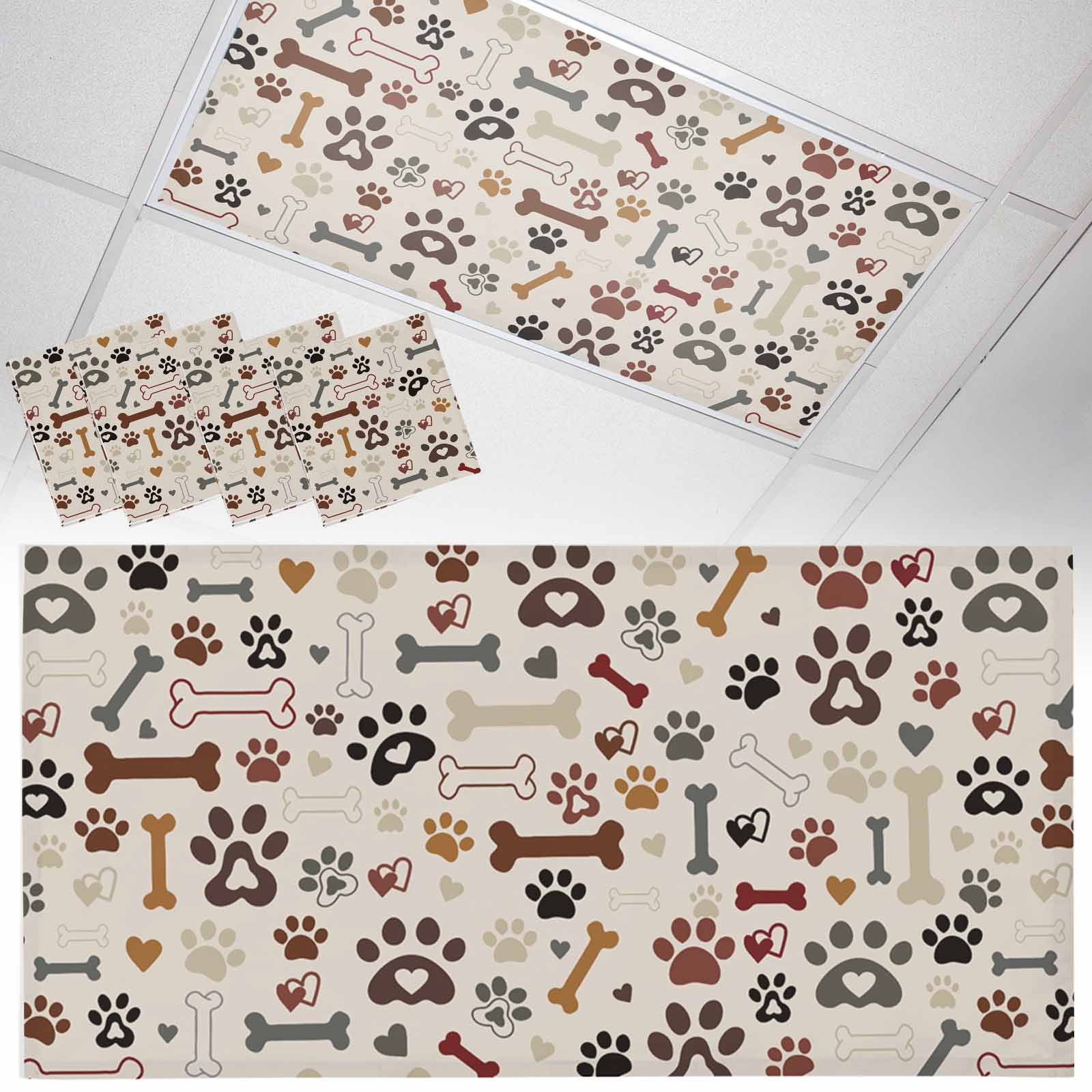Ceiling Light Cover for Classroom, Cat Dog Paw Print Magnetic ...