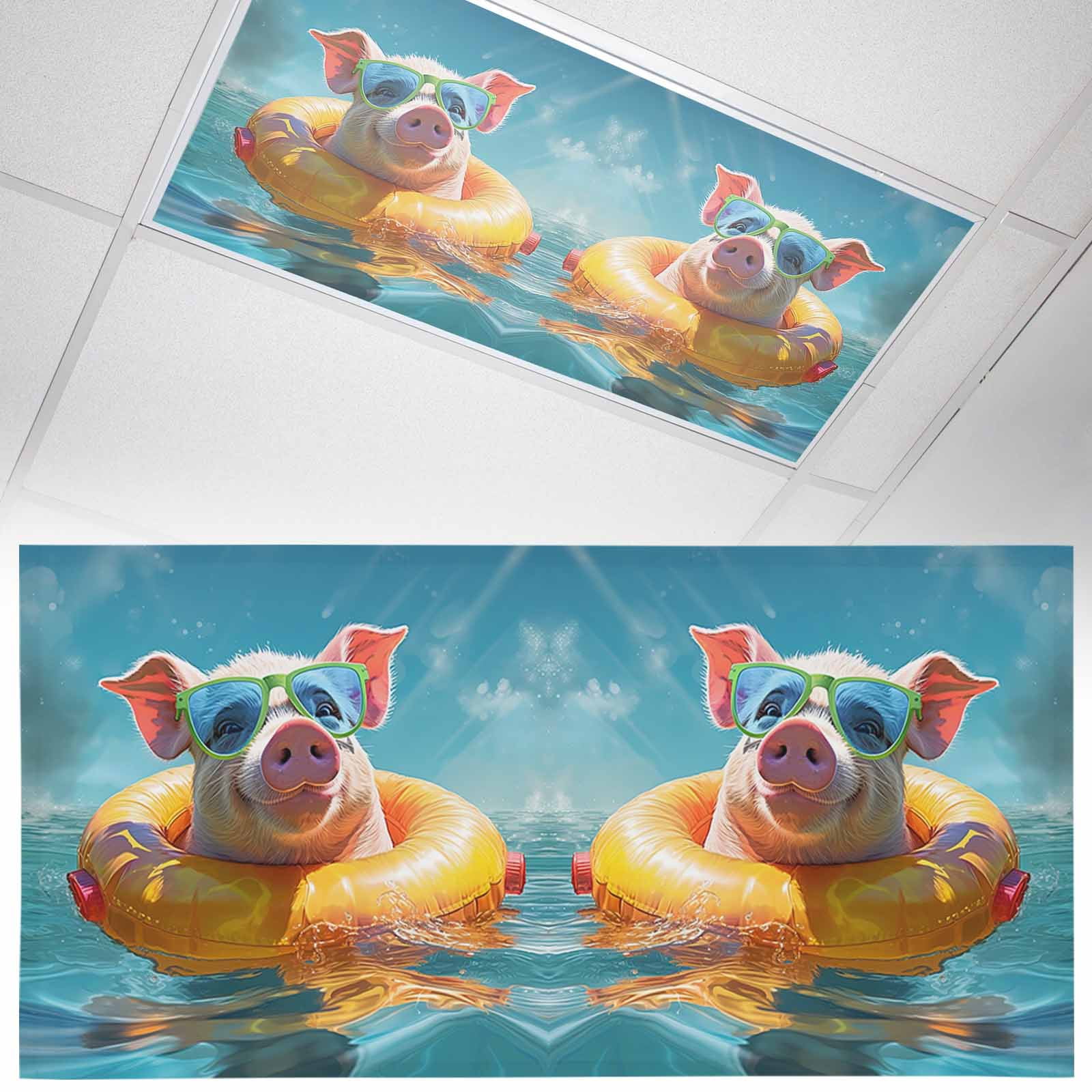 Ceiling Light Cover for Classroom, Coastal Summer Magnetic Fluorescent ...