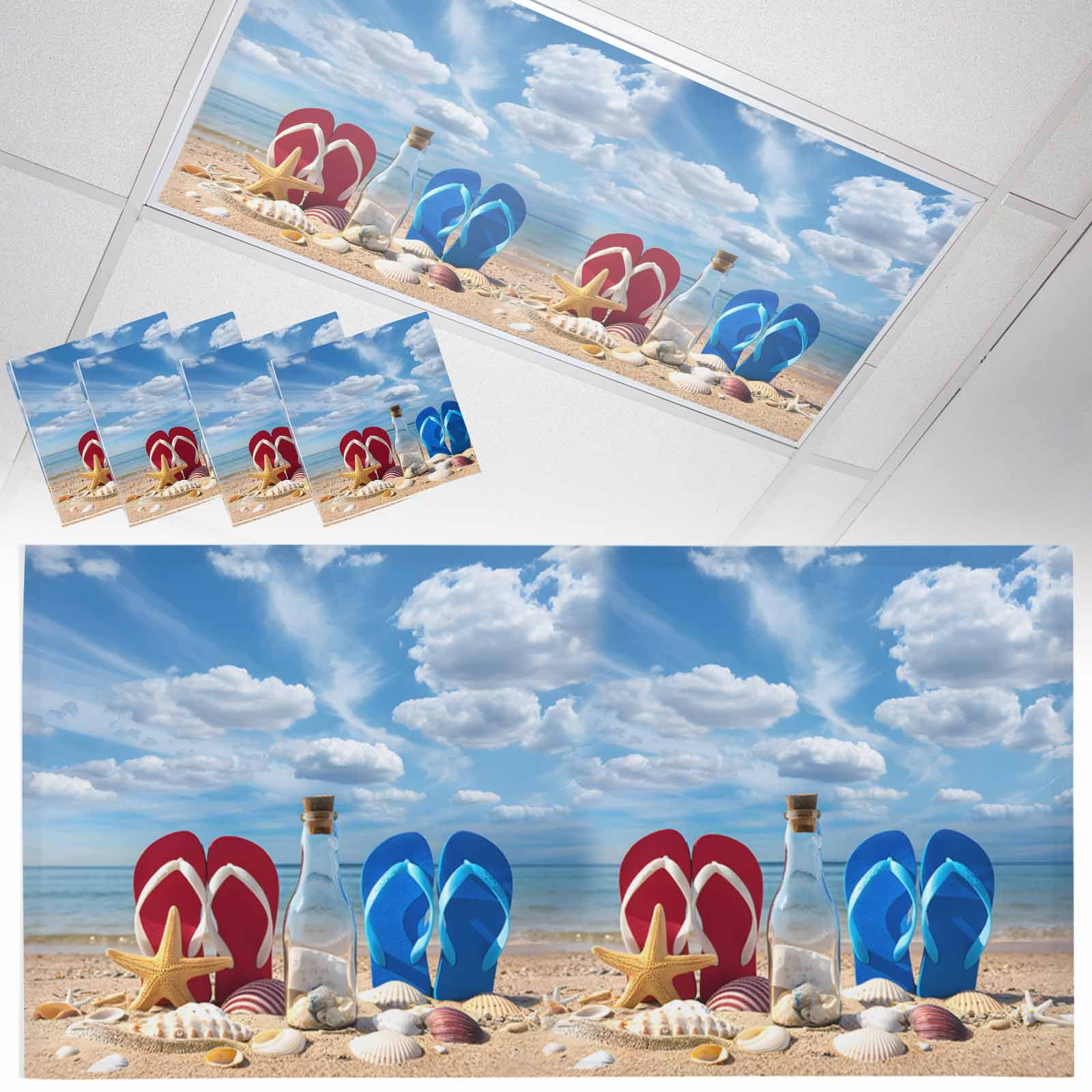 Ceiling Light Cover for Classroom, Coastal Tropical Magnetic ...
