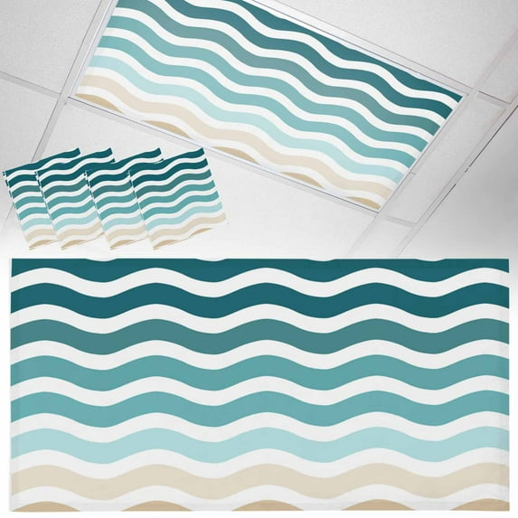 Ceiling Light Cover for Classroom, Geometric Beach Striped Pattern ...