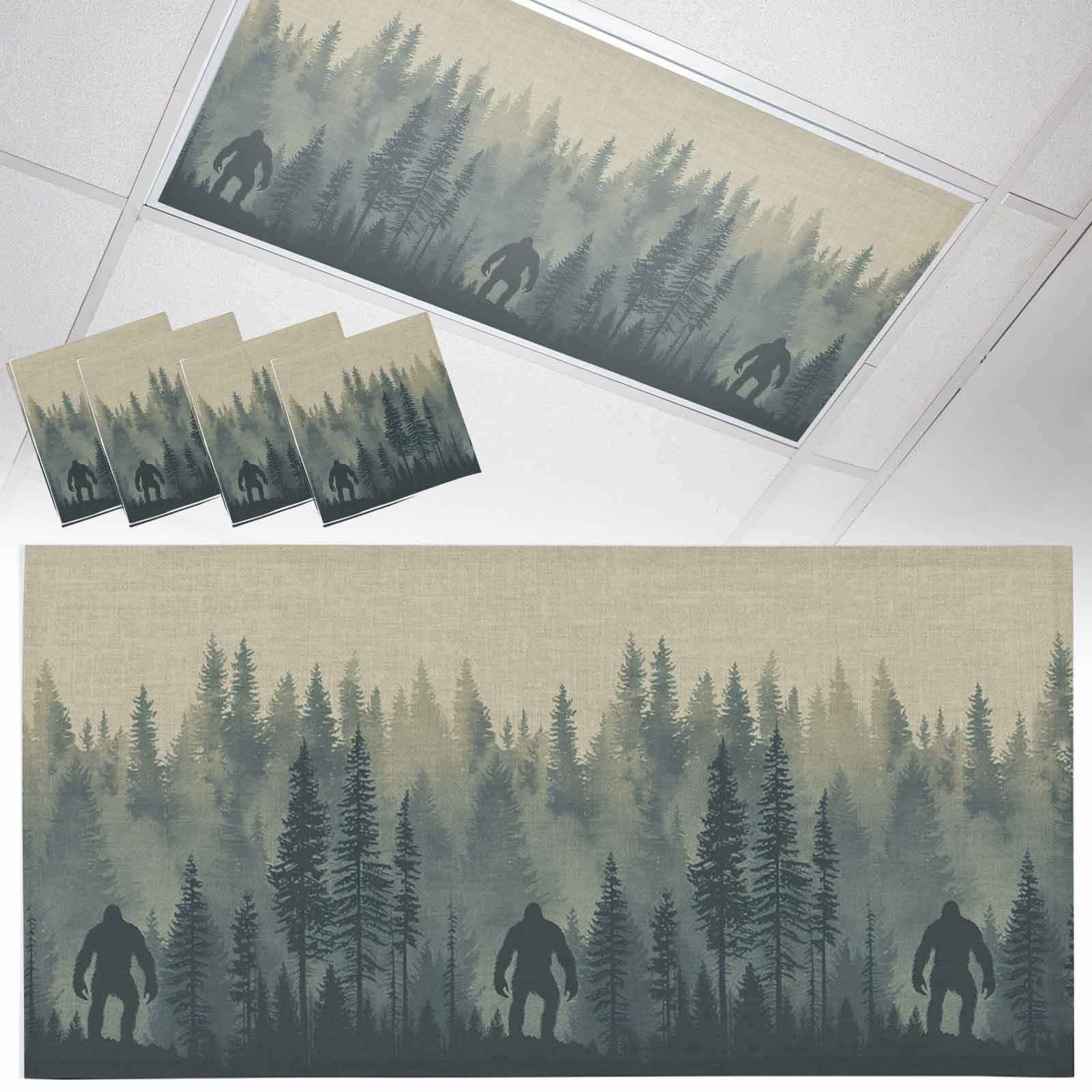 Ceiling Light Cover for Classroom, Green Rustic Misty Forests Magnetic ...