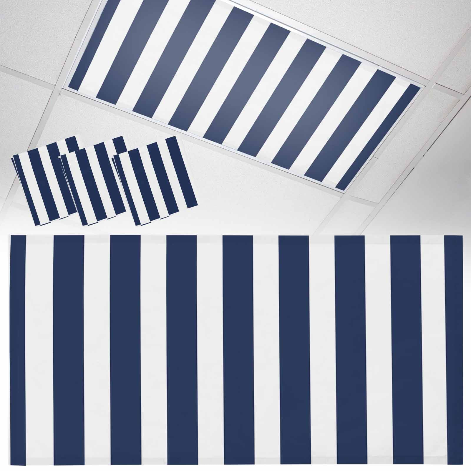 Ceiling Light Cover for Classroom, Navy Blue White Geometric Stripes ...