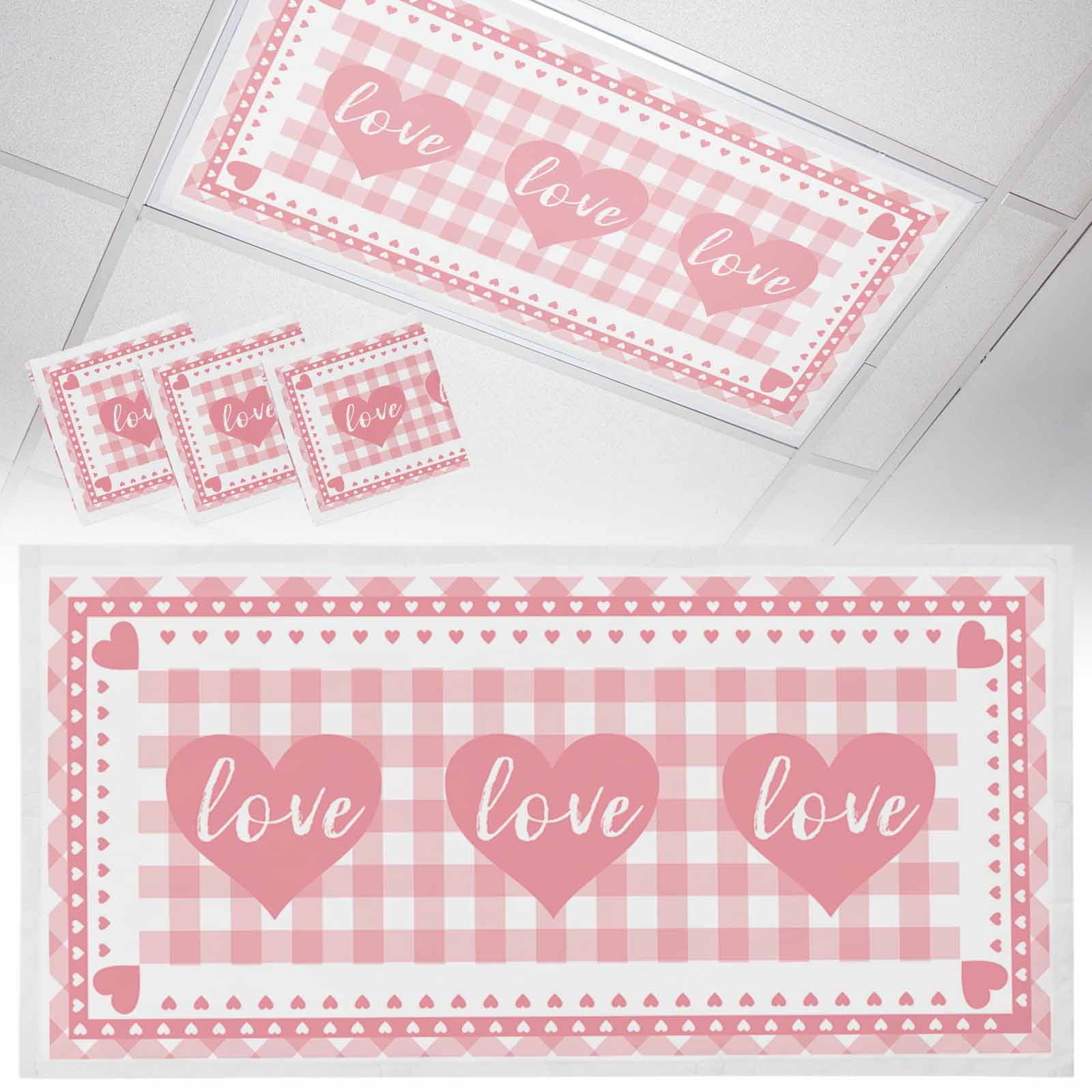Ceiling Light Cover for Classroom, Pink Buffalo Check Plaid Love Hearts ...