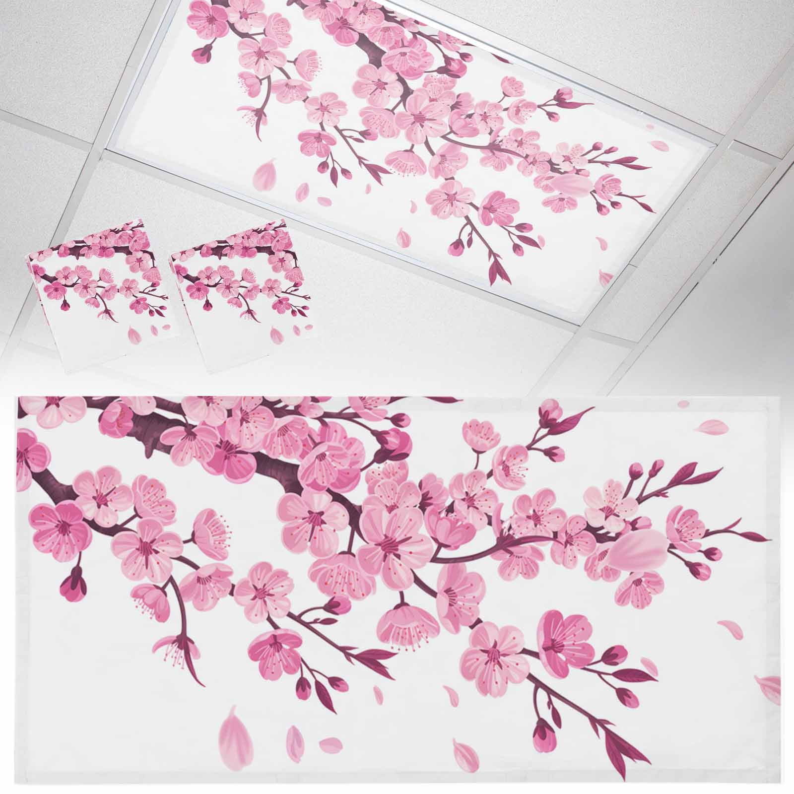 Ceiling Light Cover for Classroom, Pink Floral Cherry Blossom Magnetic ...