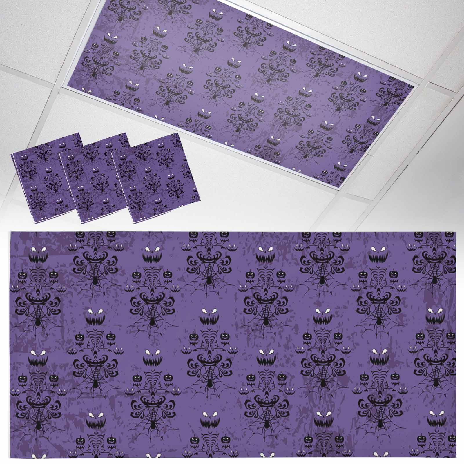 Ceiling Light Cover for Classroom, Purple Spooky Haunted House Magnetic ...