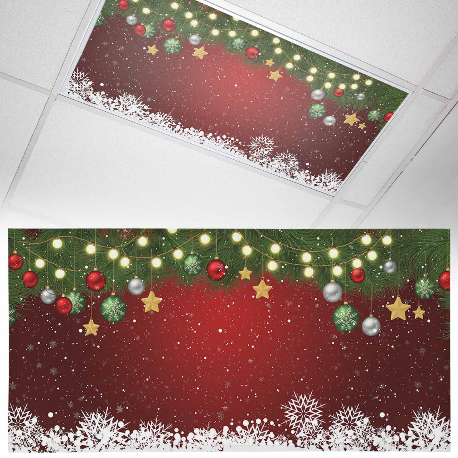 Ceiling Light Cover for Classroom, Red Christmas Magnetic Fluorescent ...