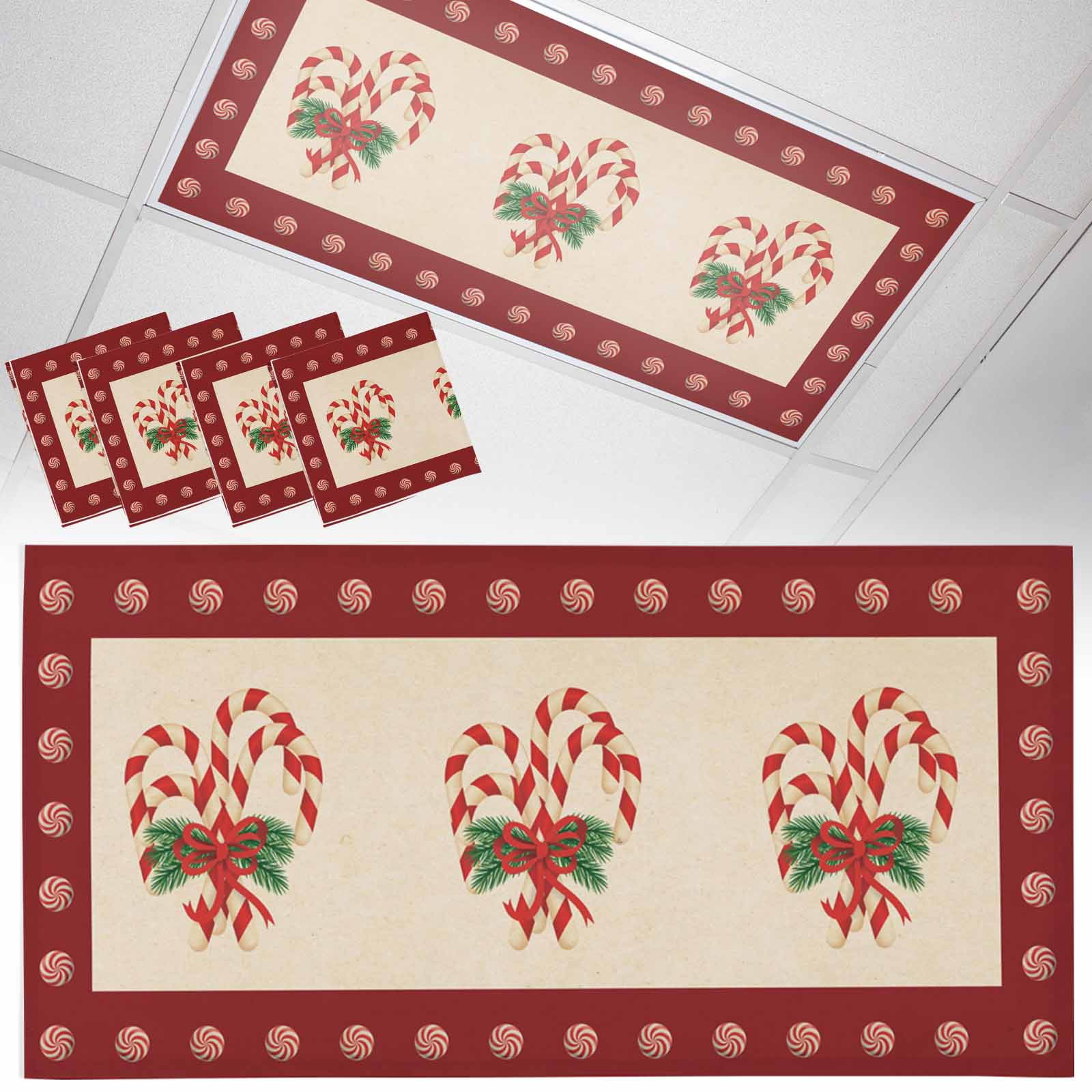 Ceiling Light Cover for Classroom, Red Christmas Pattern Magnetic ...