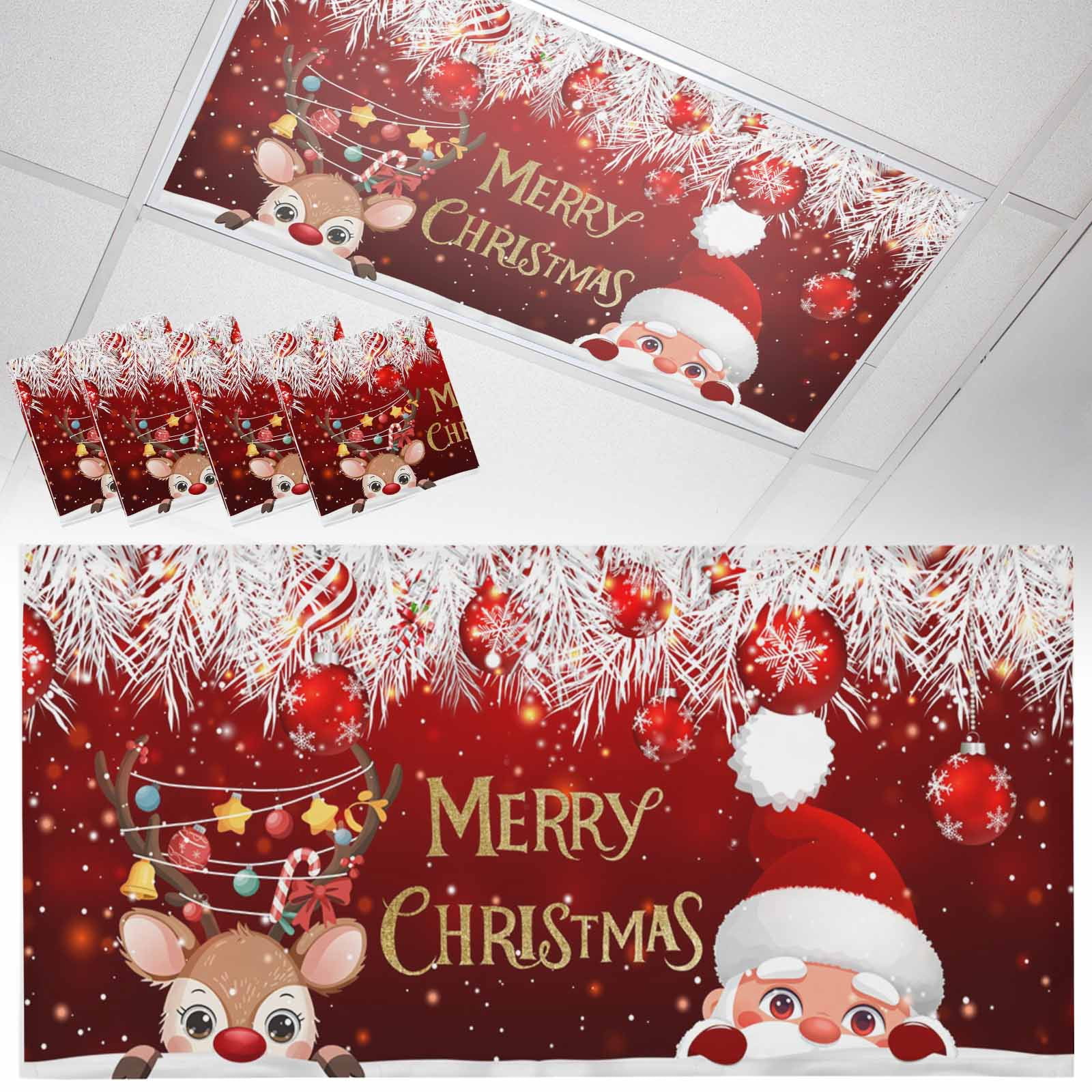 Ceiling Light Cover for Classroom, Red Merry Christmas Magnetic ...