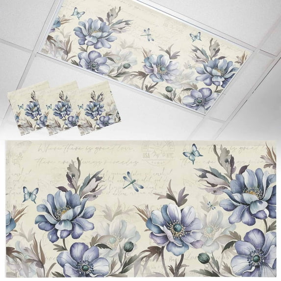 Ceiling Light Cover for Classroom, Vintage Butterfly Floral Magnetic ...