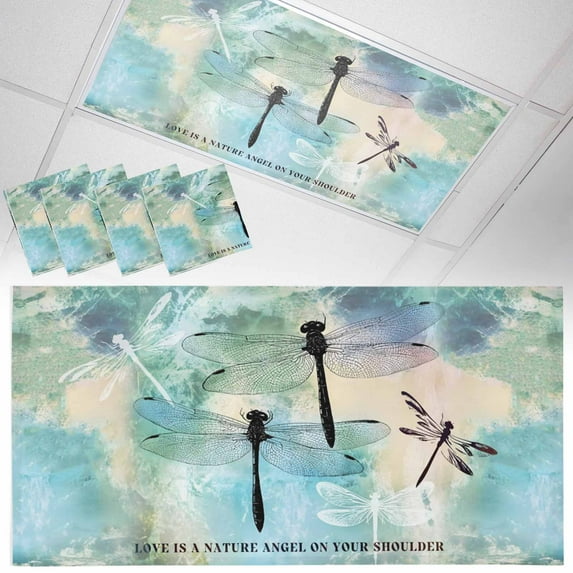 Ceiling Light Cover for Classroom, Vintage Dragonfly Magnetic ...