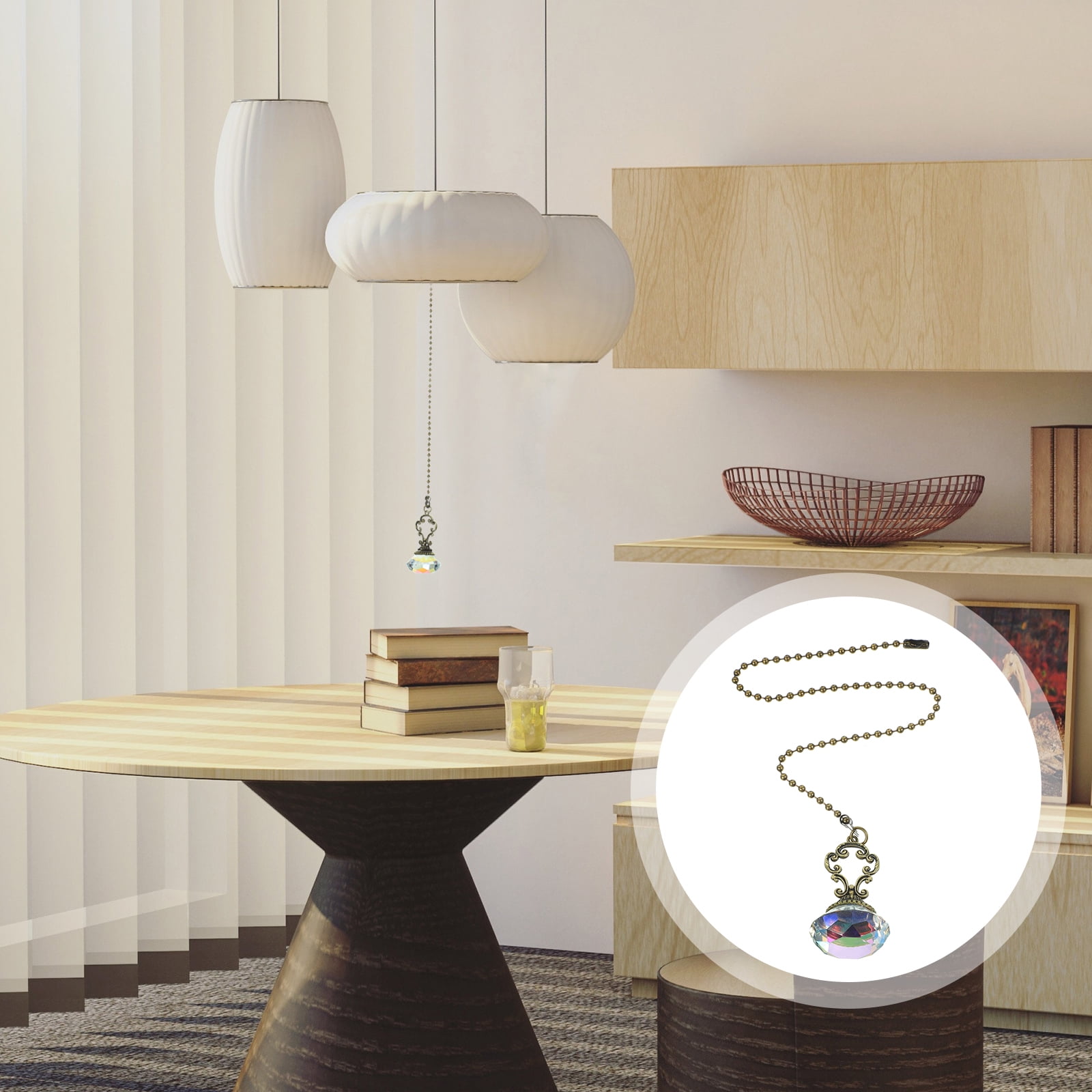 SEWCHICS Ceiling Fan Pull Chain Extension with Crystal Knob Decorative ...