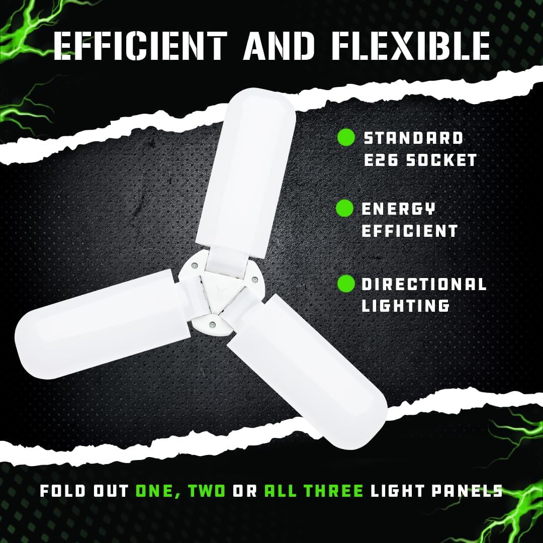 Ceiling Light, Foldable LED Pendant Lights, No Flicker E27 LED Bulb 360 ...