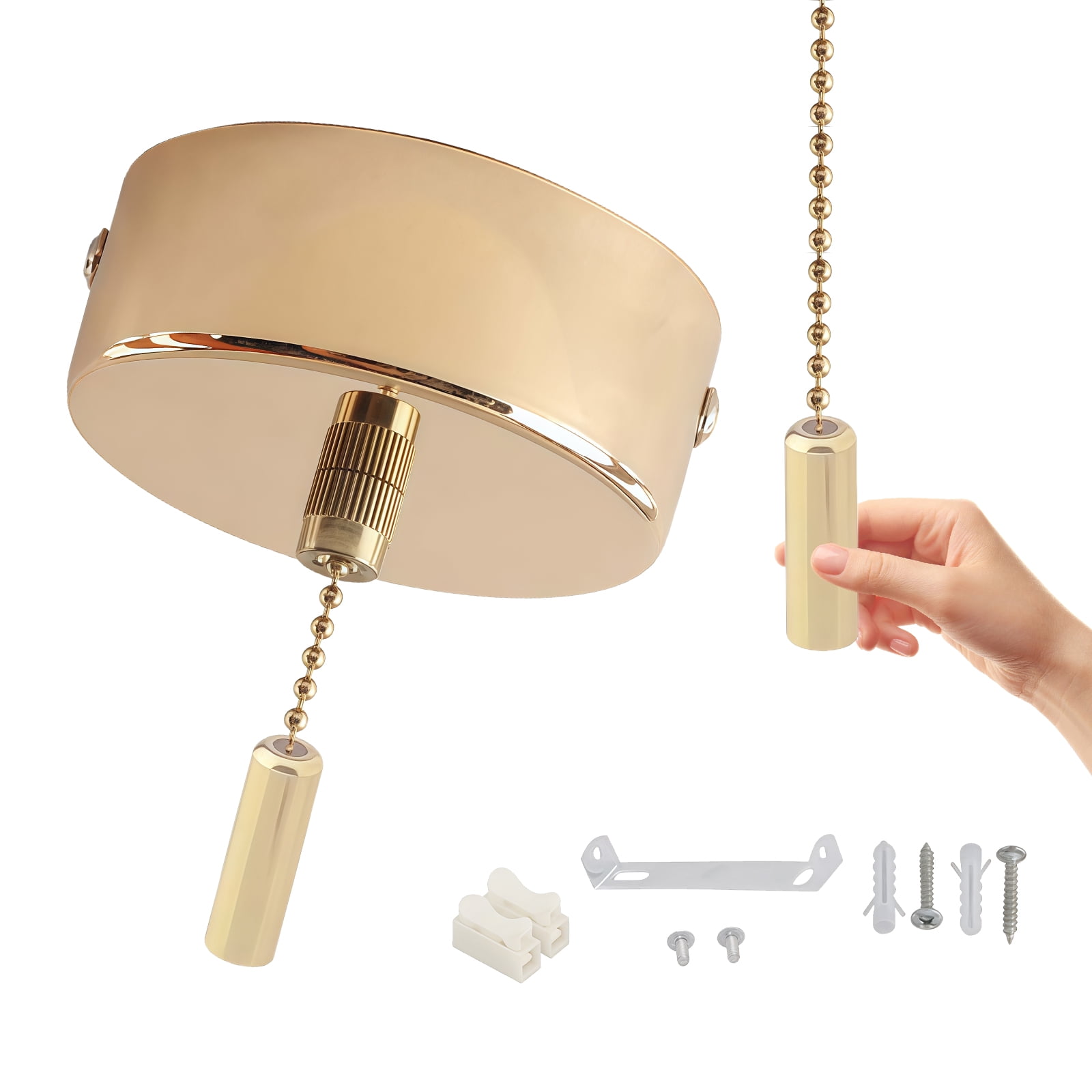 Ceiling Light Switches 60mm Diameter 150cm Cord Length Metal Pull Chain ...