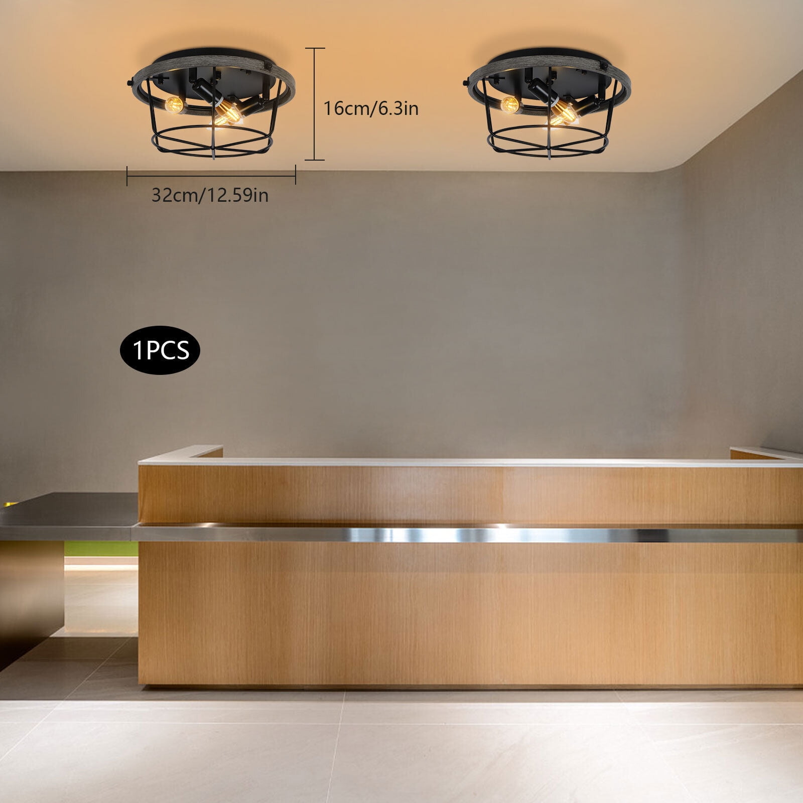 Ceiling Lights, 3-Light Farmhouse Flush Mount Ceiling Light, 12.6 inch ...