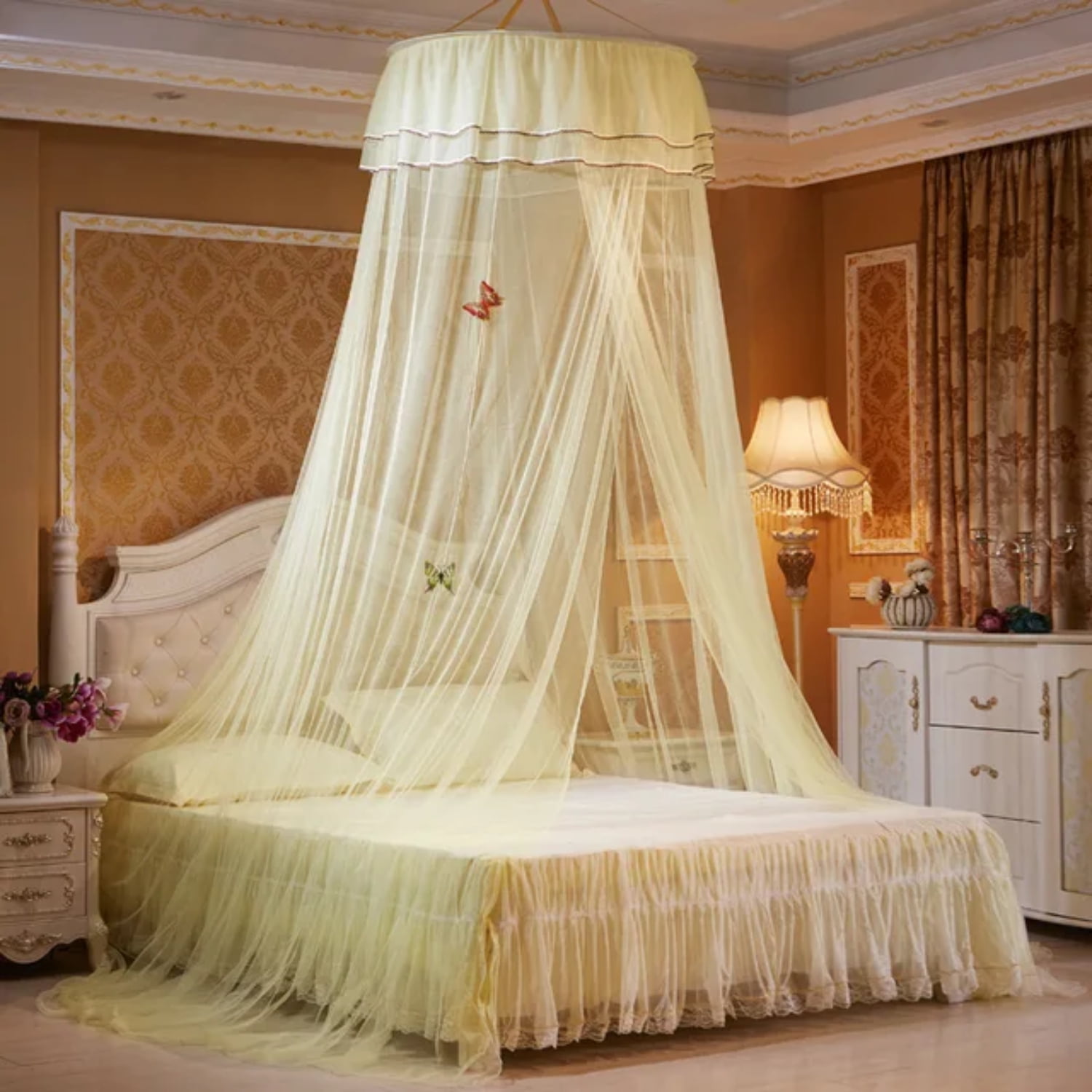 Round Ceiling Mosquito Net Princess Round With Decoration Canopy Bed ...