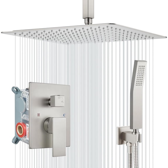 Ceiling Mount Shower System Bathroom Shower Faucet Set Rain Showerhead ...