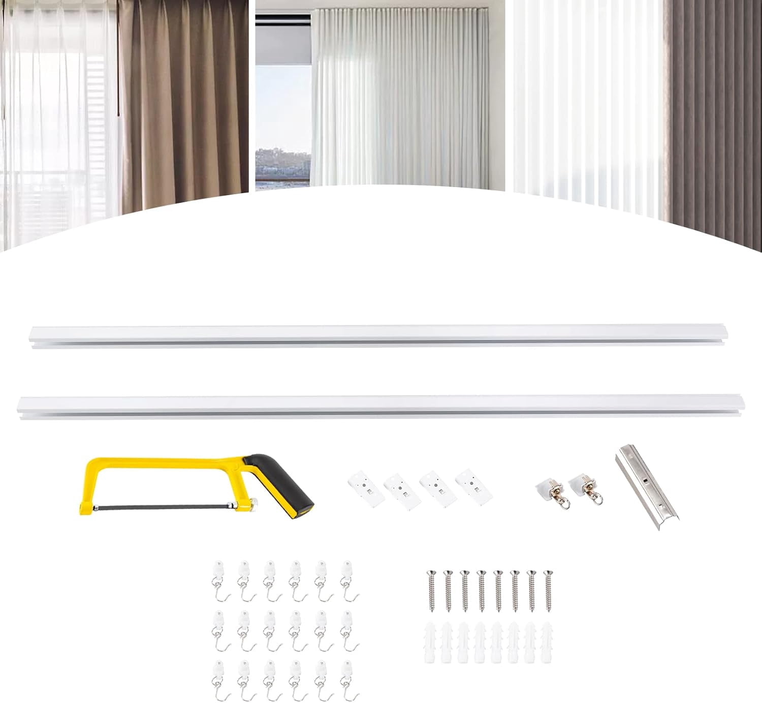 Ceiling Mount Track Kit with 18 Hooks, Small Size for Space 3-6 Feet ...