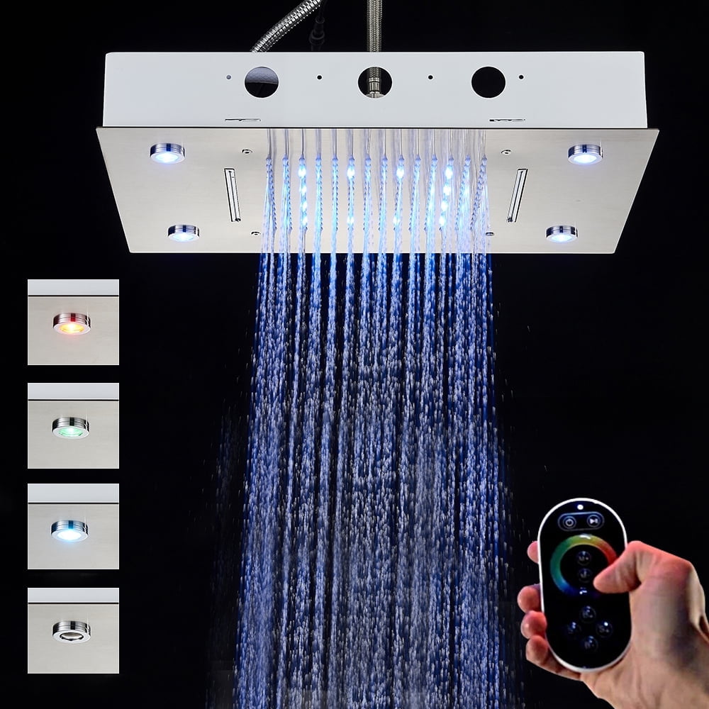 Ceiling Mounted Rainfall Waterfall Shower Head color changing led ...