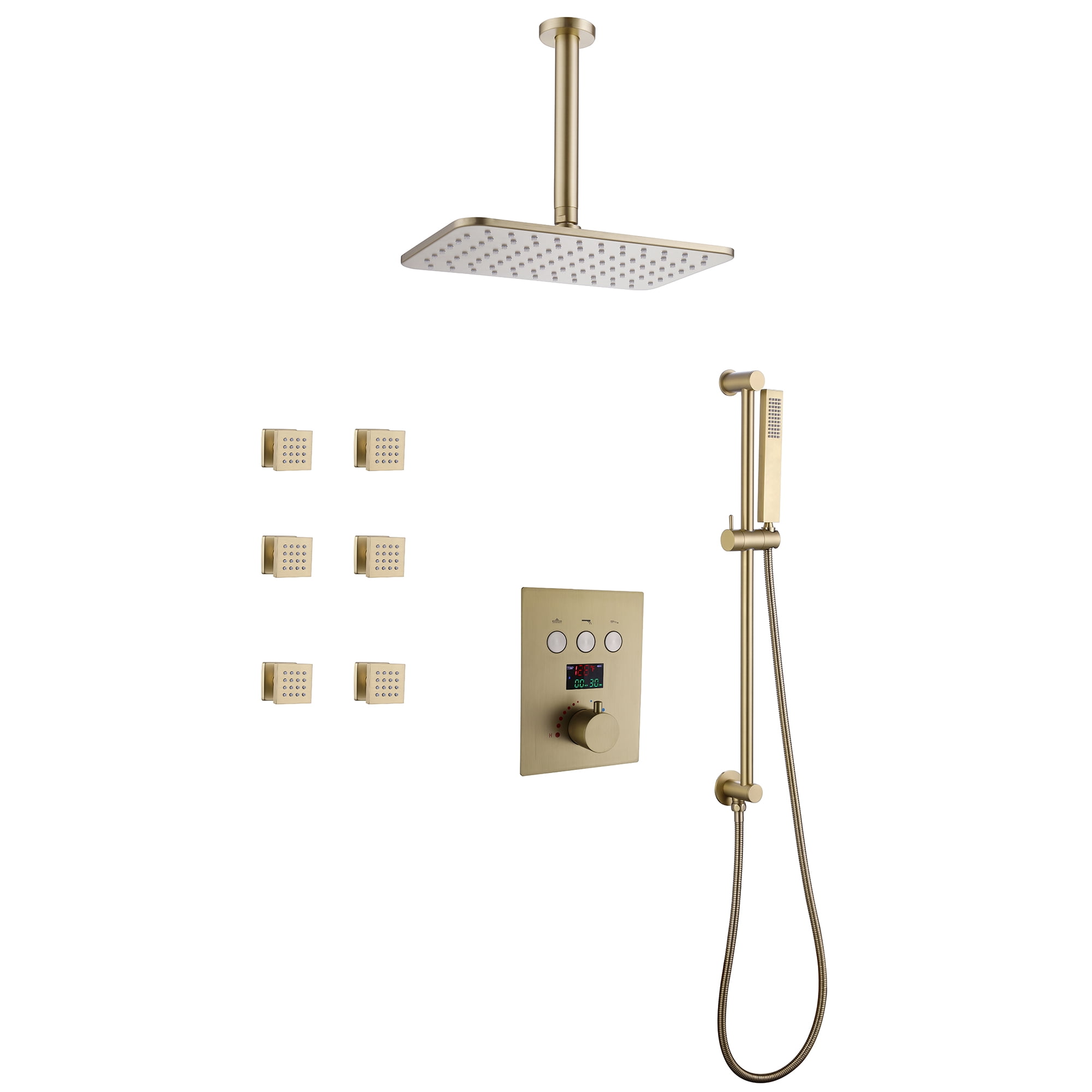 Ceiling Mounted Shower System with Display Valve Trim Kit, 15.75-inch ...