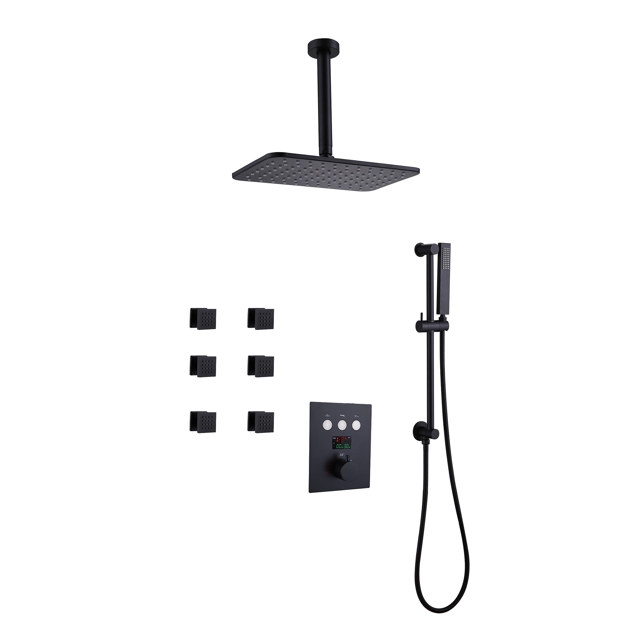 Ceiling Mounted Shower System with Display Valve Trim Kit, 15.75-inch ...