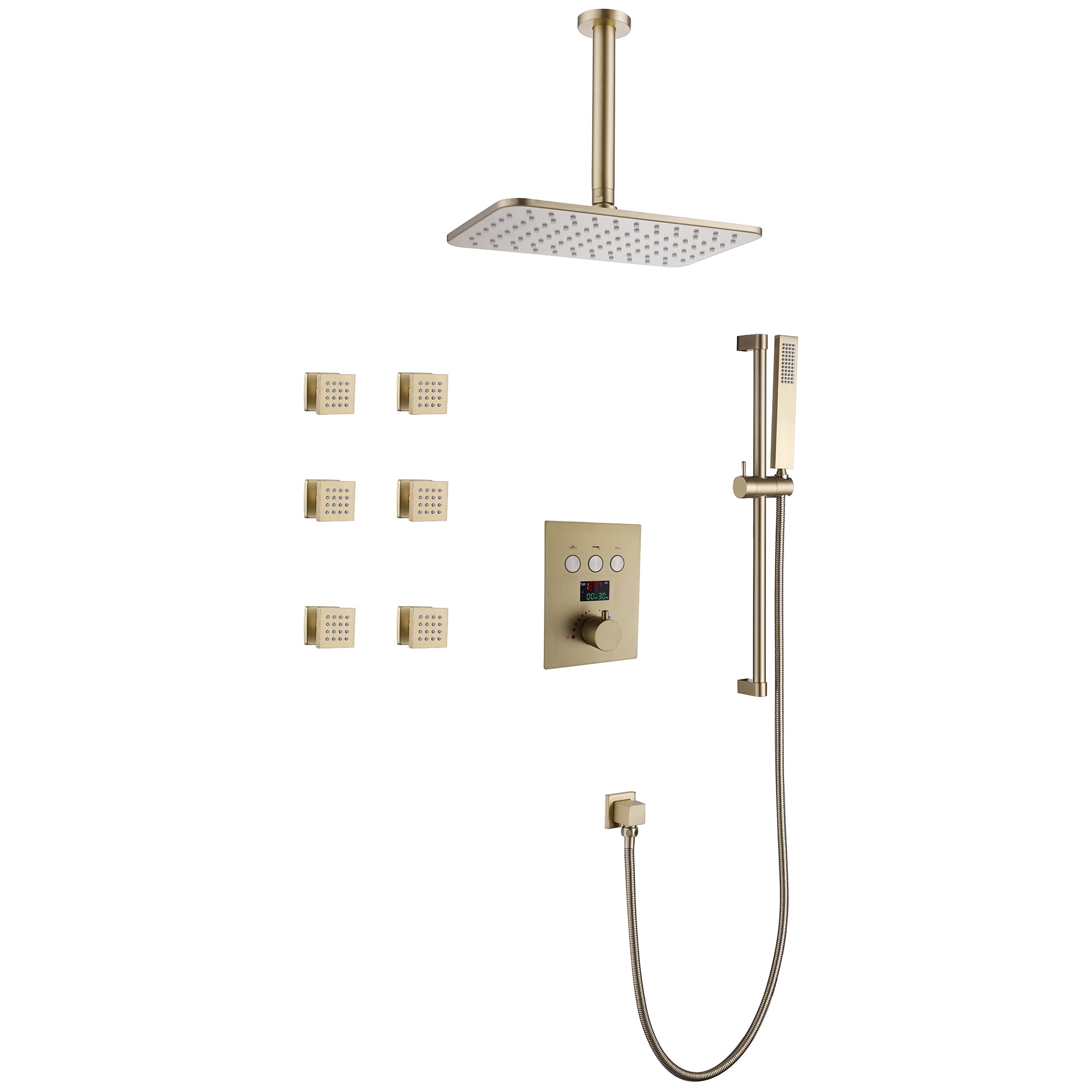 Ceiling Mounted Thermostatic Shower Faucet Set with Adjustable Height ...