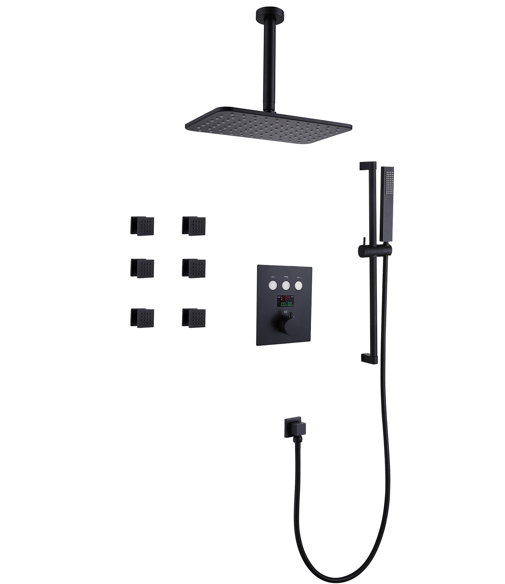 Ceiling Mounted Thermostatic Shower Faucet Set with Adjustable Height ...