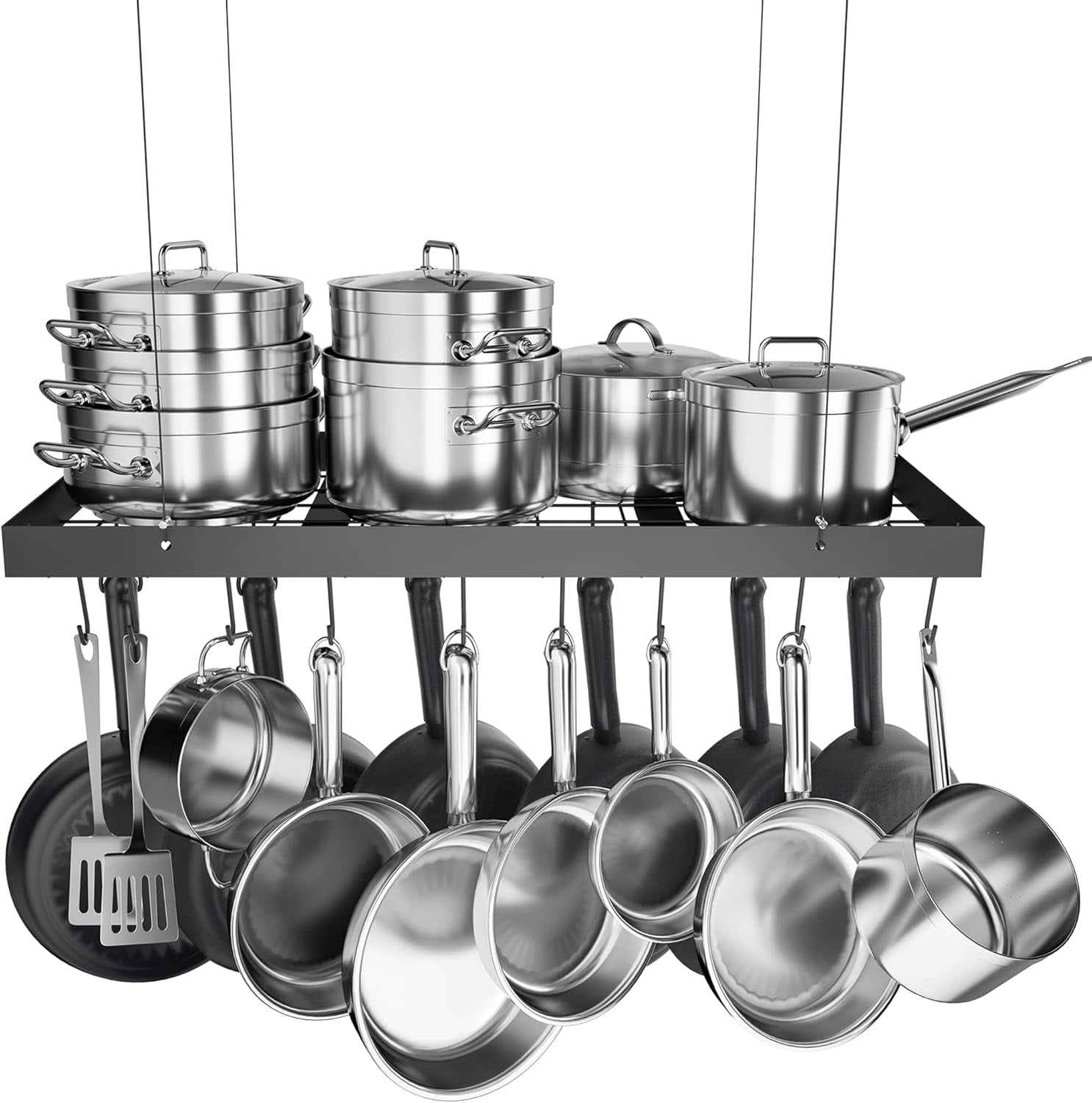 Ceiling Pot Rack 30 Inches, Hanging Pots and Pans Organizer Rack for ...