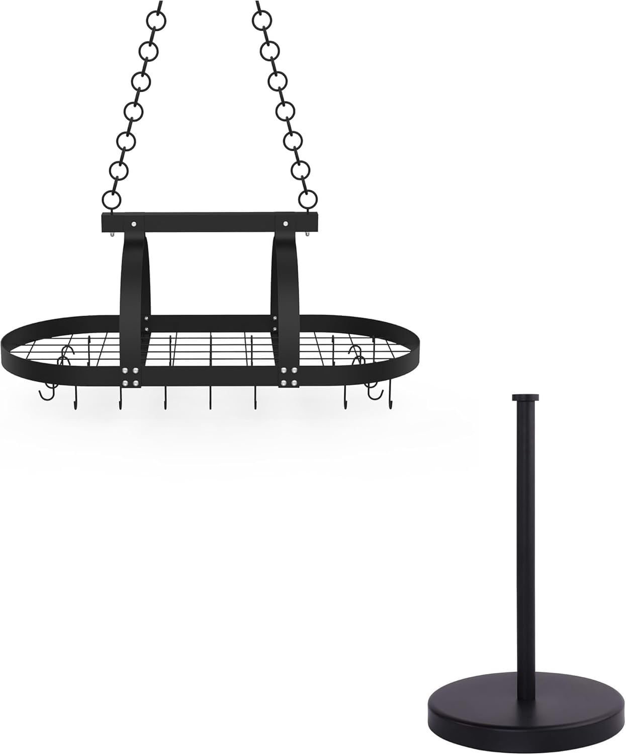 Ceiling Pot Rack 34-Inch Hanging Pot Rack for Kitchen Matte Black Paper ...